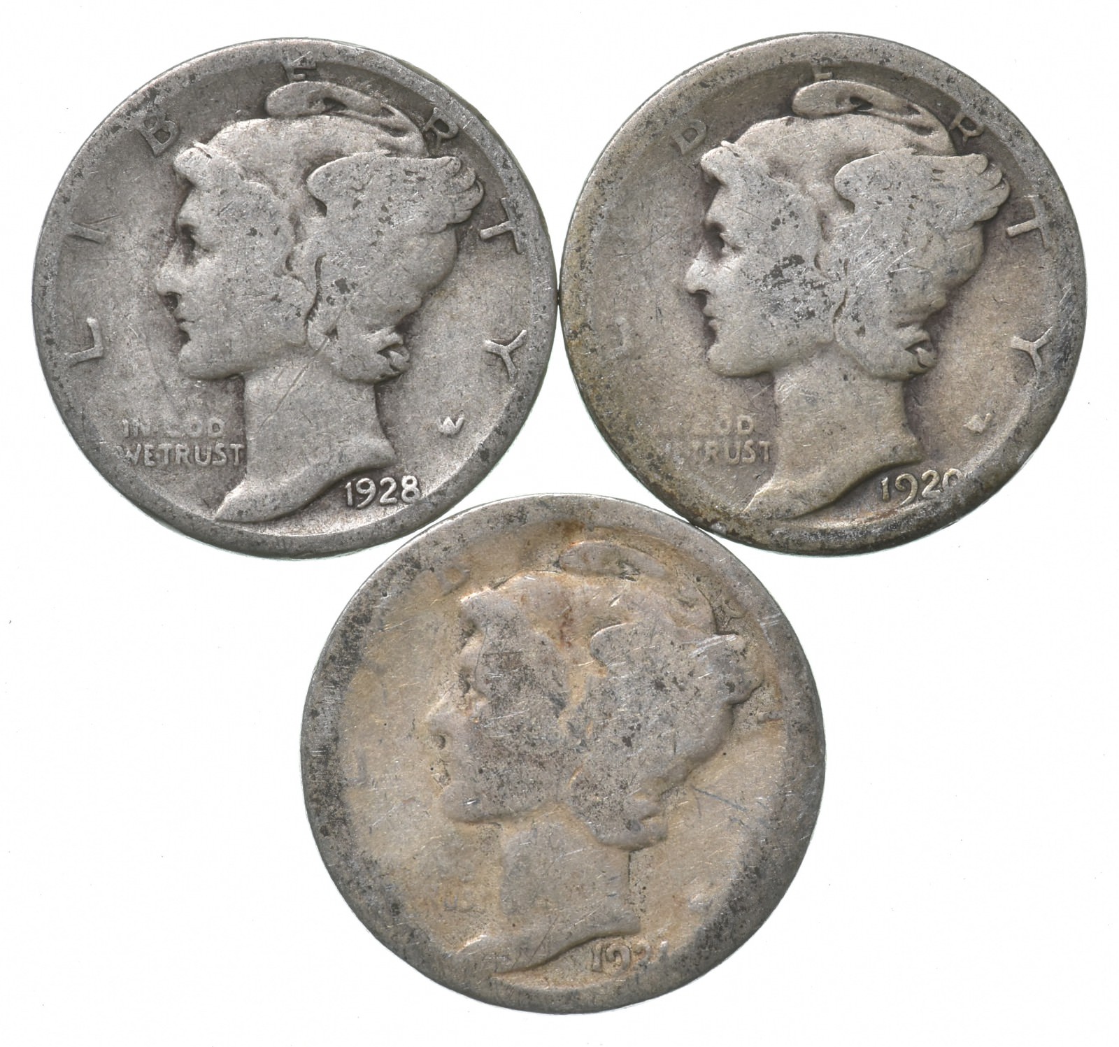Better 1928-S 1920-S 1921 Mercury Silver Dime Early Dates | Property Room