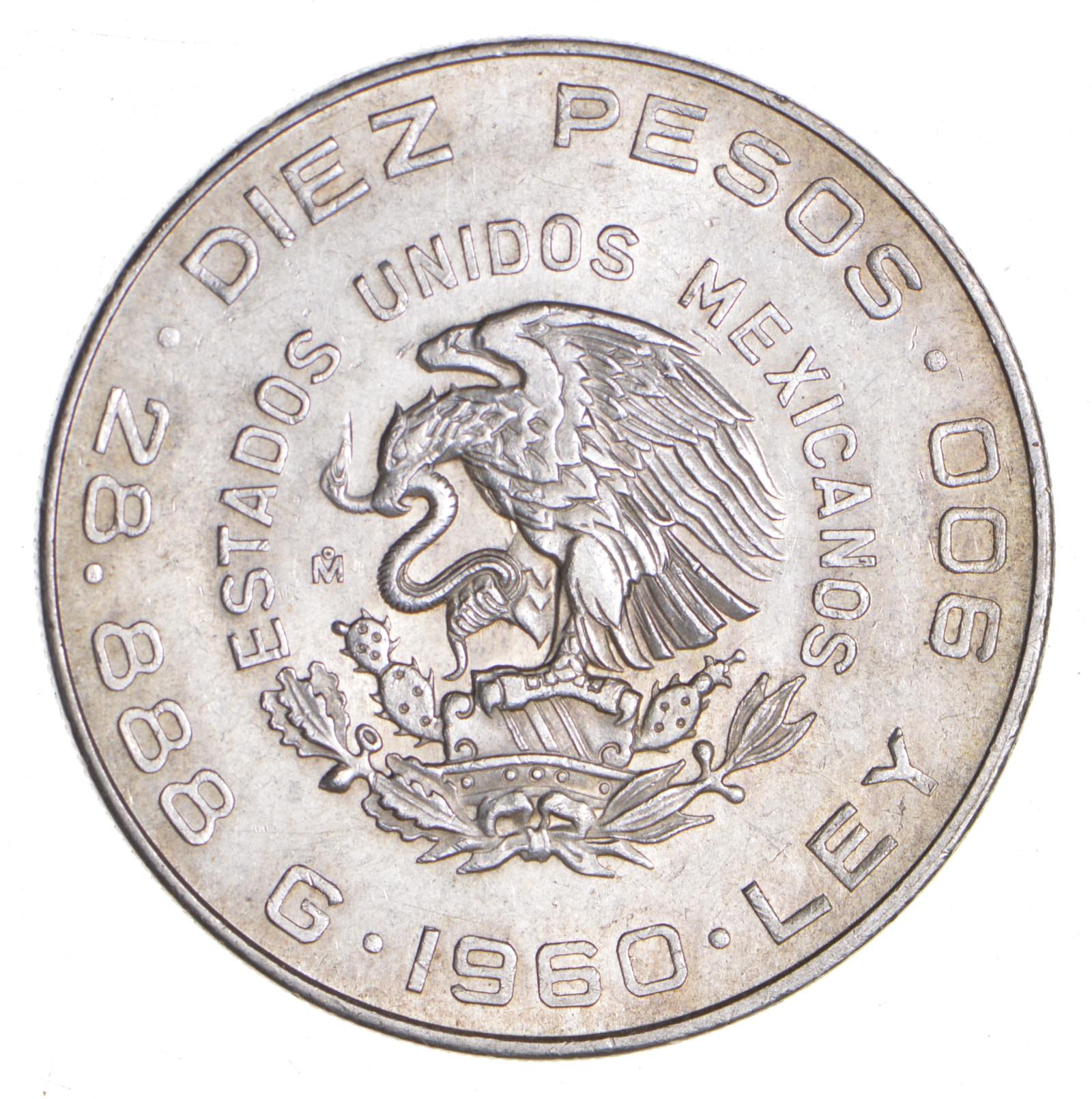 Better - 1960 Mexico 10 Pesos - 29.1 Grams - World Silver Coin ...