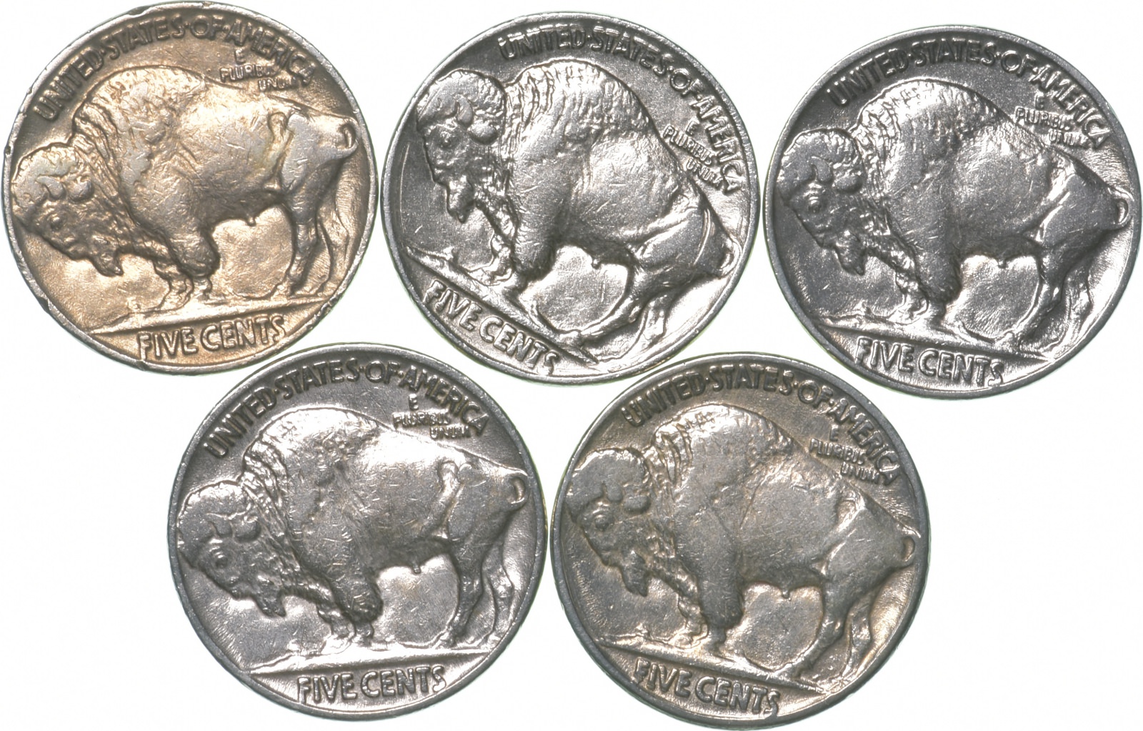 BETTER Lot 1937 1936 1937 1937 1935 Buffalo Nickel Collection ...