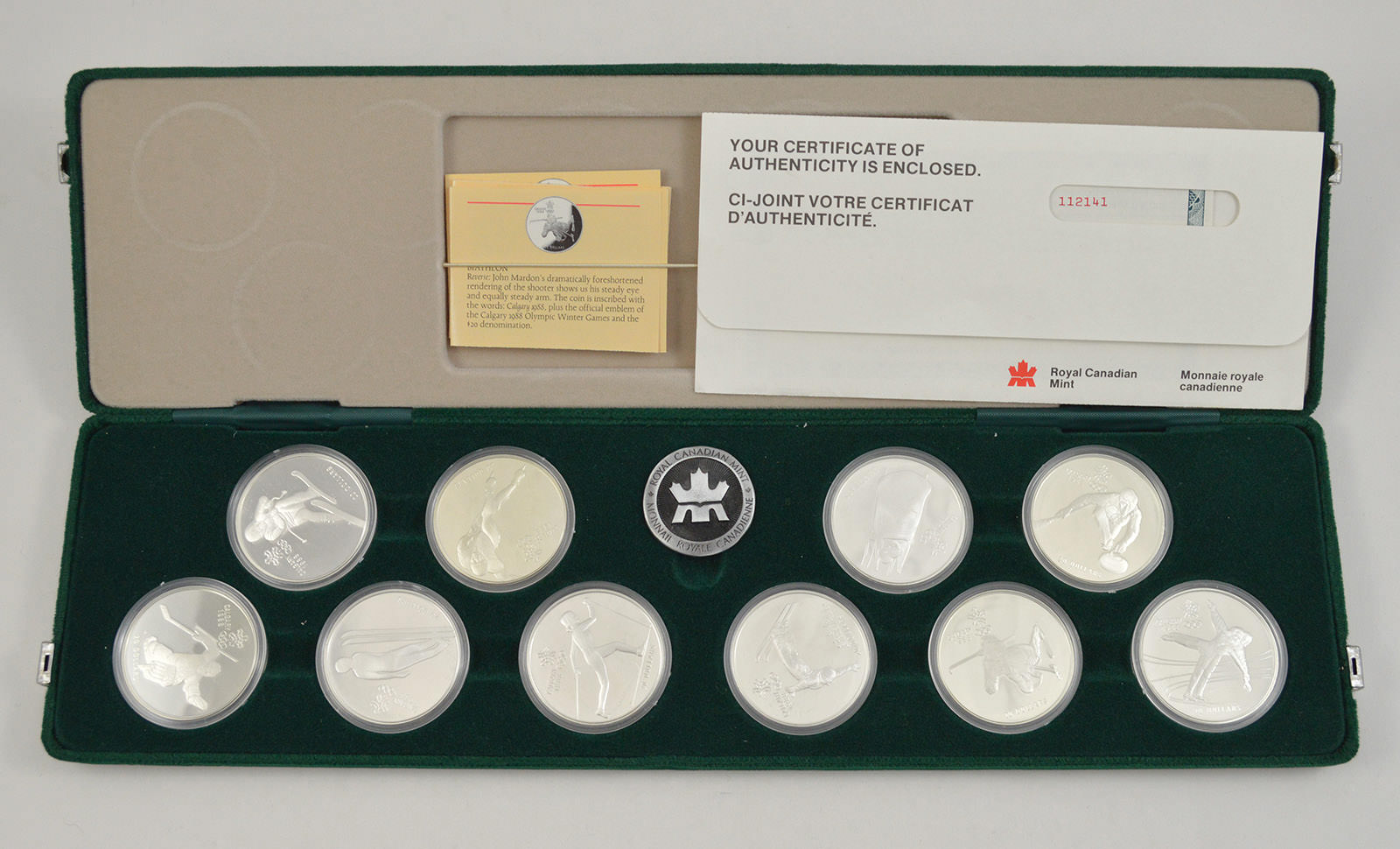 Canadian Mint 1988 Calgary Olympics $20.00 10 Silver Coin Set w/ COA ...