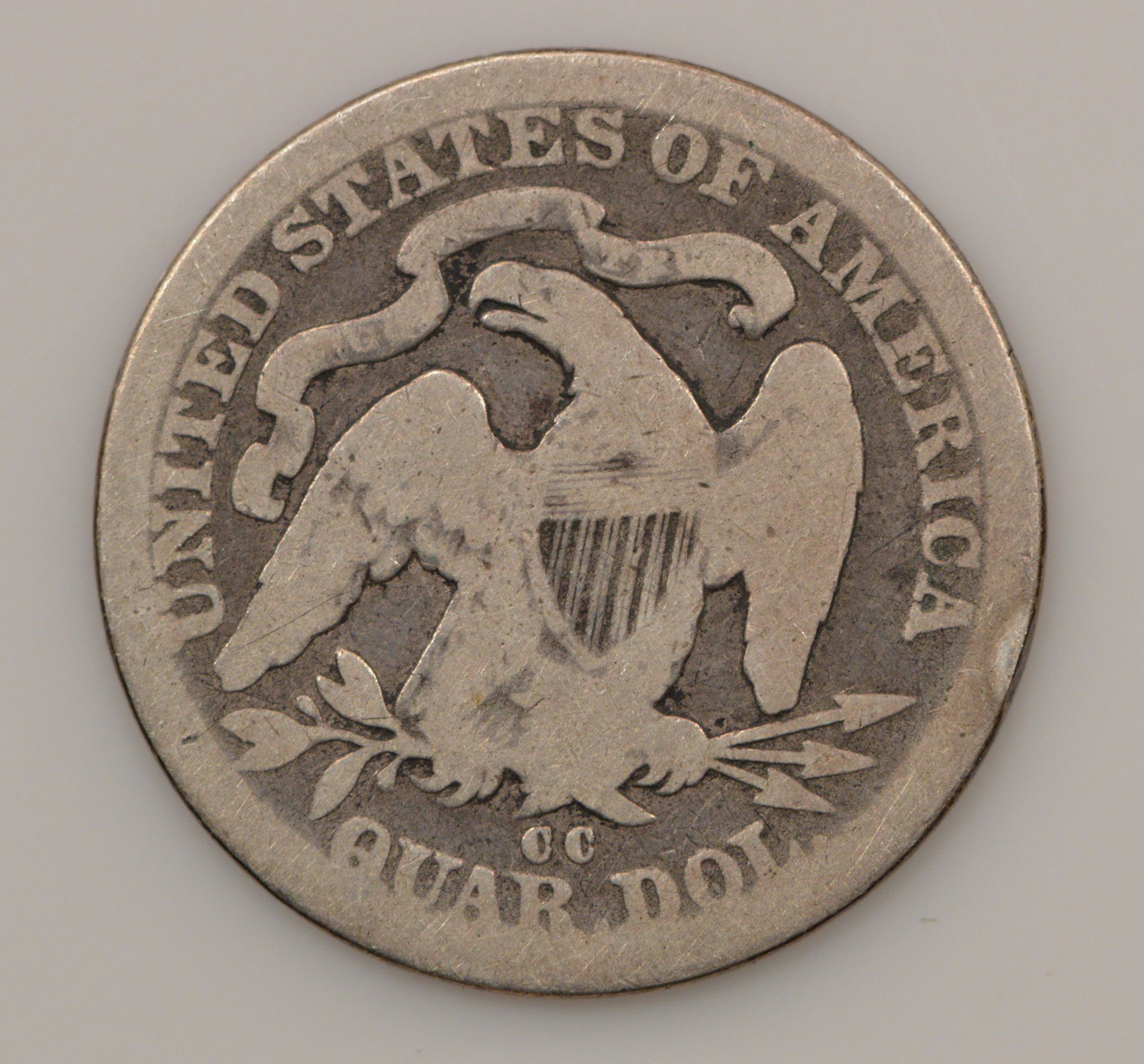 Carson City 1876-CC Liberty Seated Quarter Dollar, Variety 4- Carson ...
