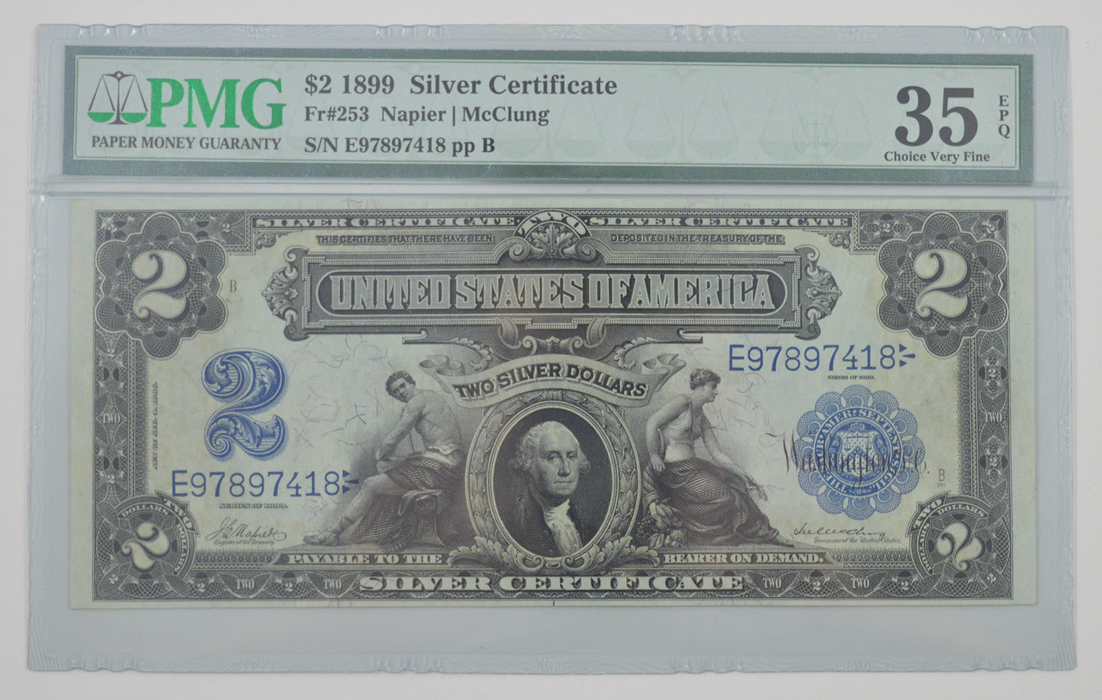 CH VF35 EPQ $2 Blue Seal Large Note - Fr. 253 - PMG Graded | Property Room