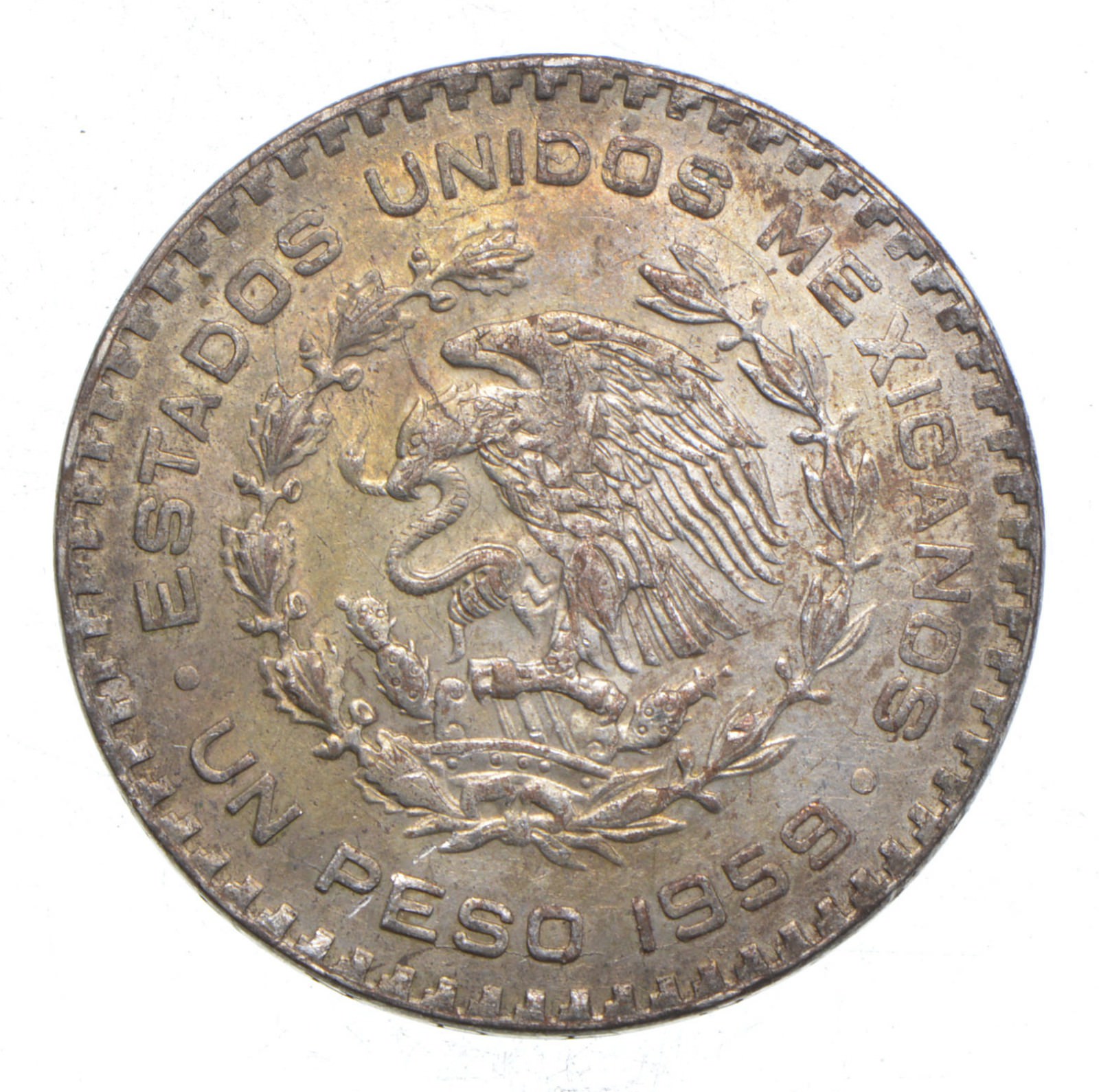Choice Uncirculated - 1959 Mexico Mexican Un Peso Silver Coin - LARGE ...