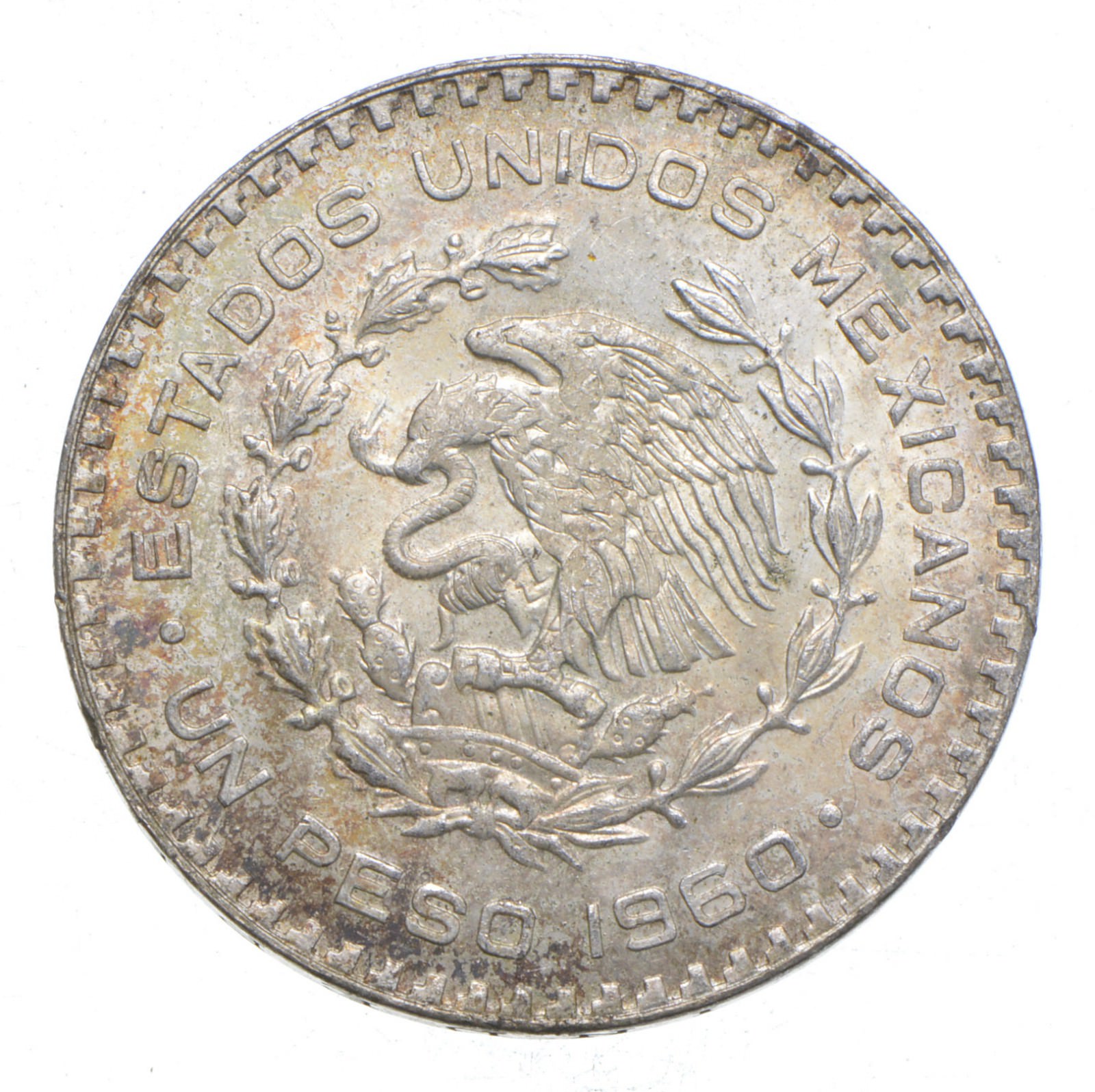 Choice Uncirculated - 1960 Mexico Mexican Un Peso Silver Coin - LARGE ...