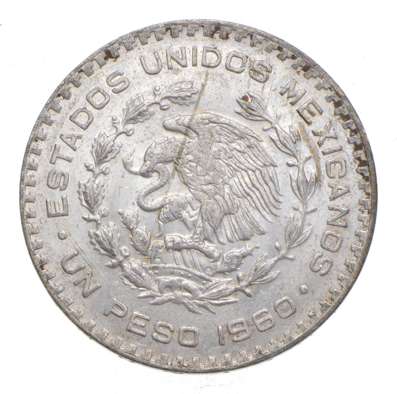 Choice Uncirculated - 1960 Mexico Mexican Un Peso Silver Coin - LARGE ...
