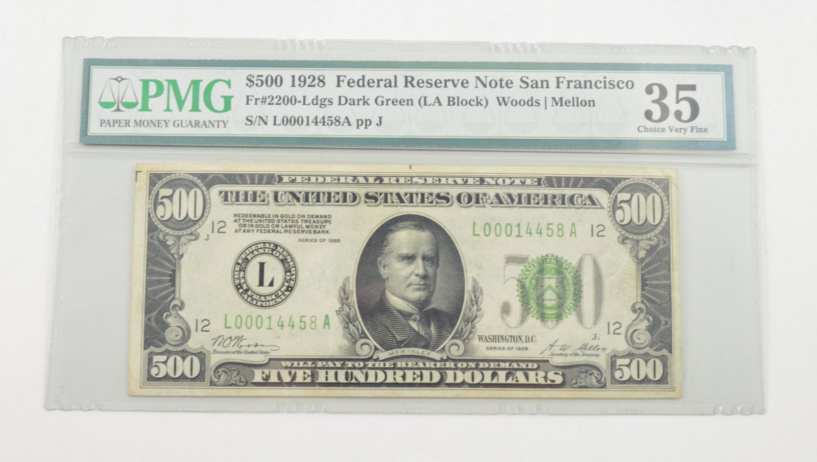 Choice Very Fine 35 1928 $500 San Francisco Federal Reserve Note FR ...