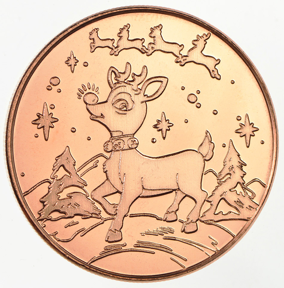 Christmas - Rudolph - One Oz .999 Fine Copper Round - Limited Edition ...