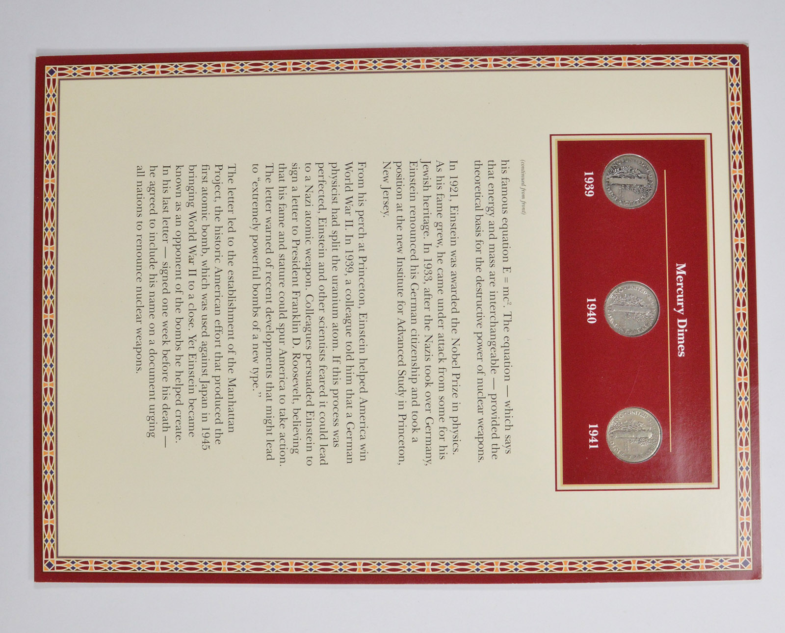 Coin Set 1939-1941 Albert Einstein Historic US Collection - Includes ...