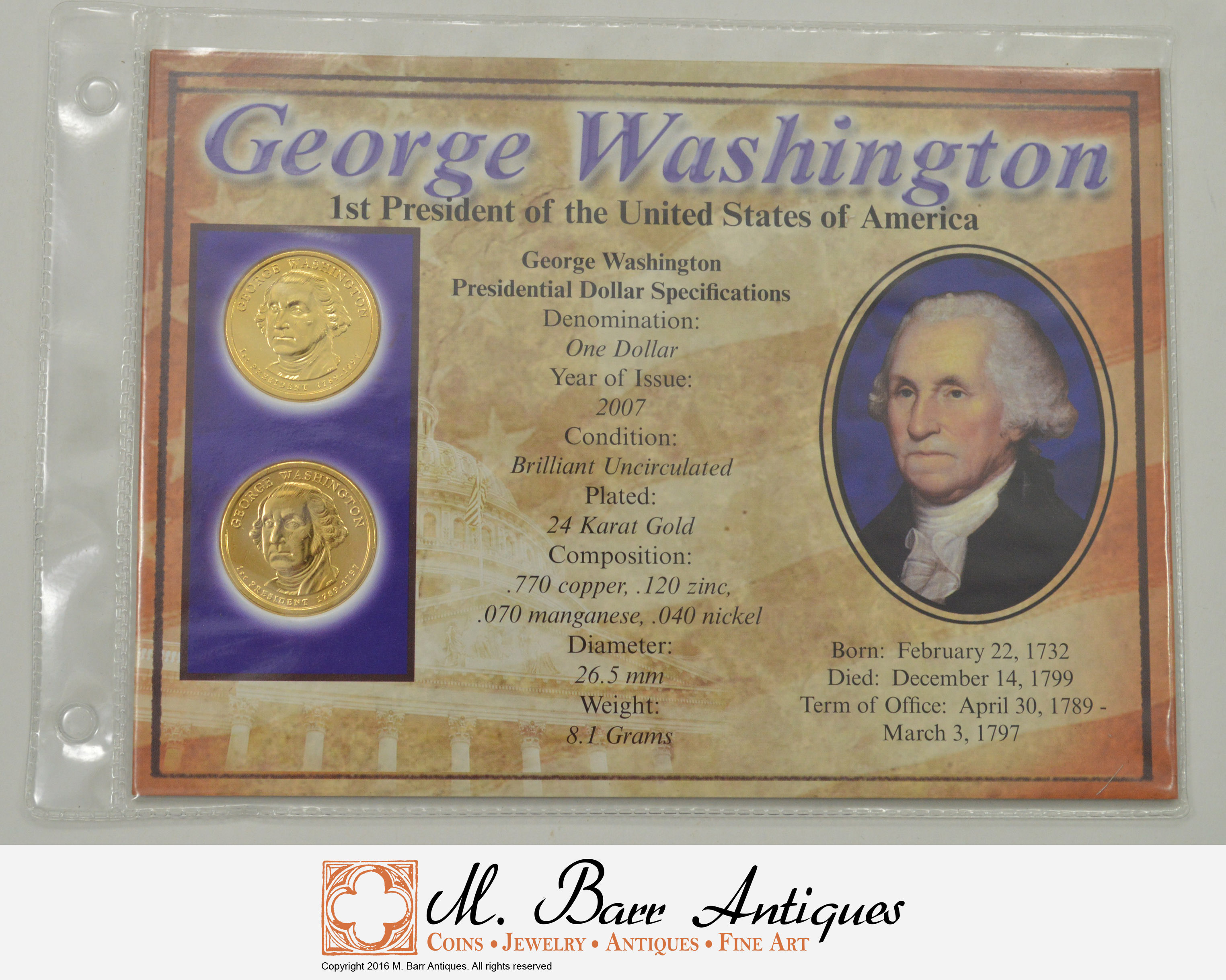 Coin Set George Washington Presidential Dollars**** Historic US ...