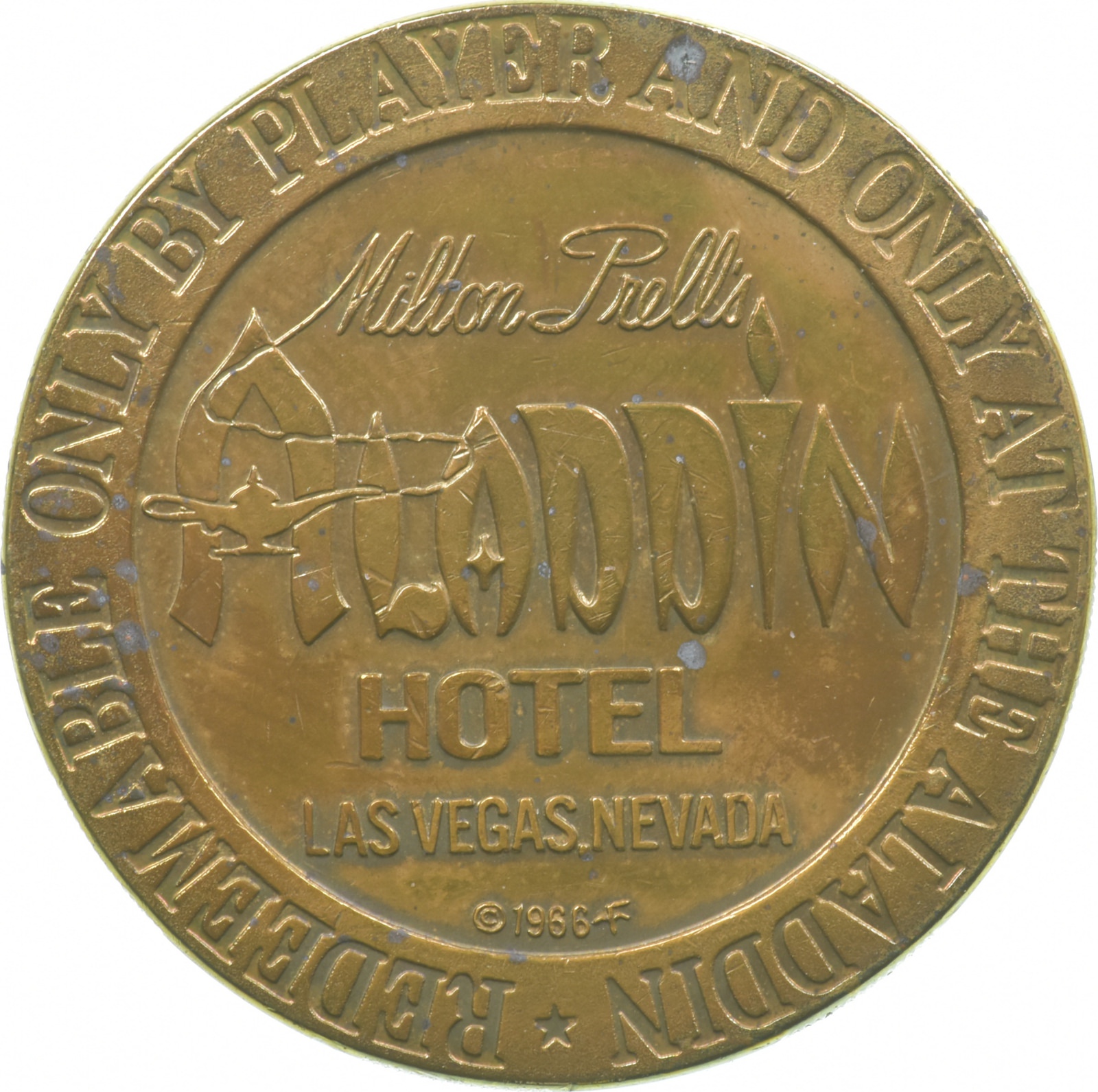Collectible $1 Aladdin Hotel Casino Souvenir Chip 1960's Vintage Token ...