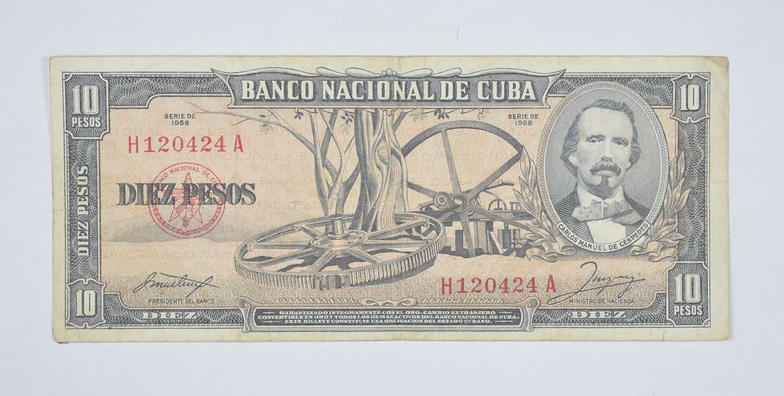 Collectible - National Bank of Cuba 10 Pesos Note - Carlos Manuel De ...