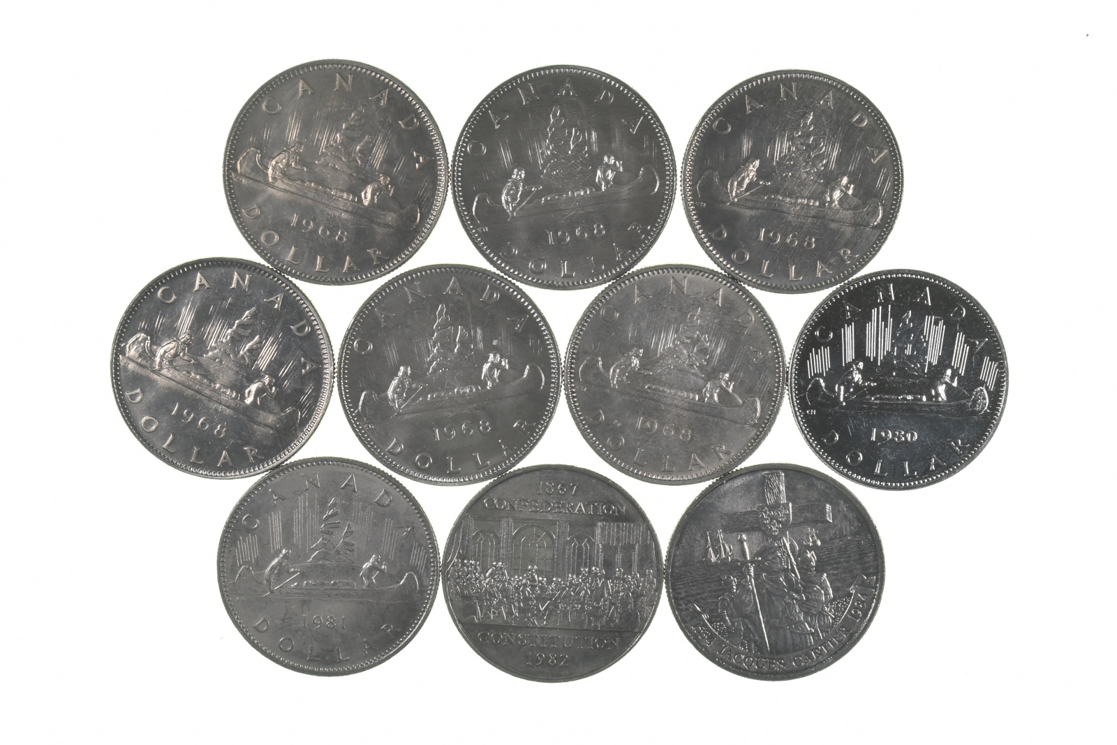 Collection 10 Coins 1968-1985 Canada Canadian Dollar - Not Silver ...