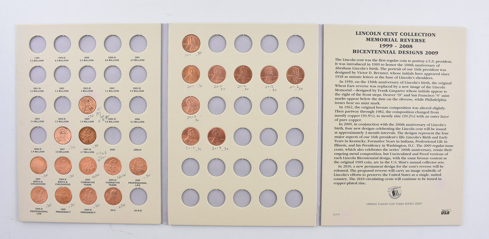 Collection of Memorial Lincoln Cents in Album - Great Starter ...