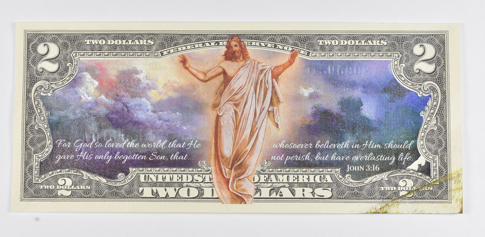 Colorized Unique Art 2003 $2 Note Jesus Christ | Property Room