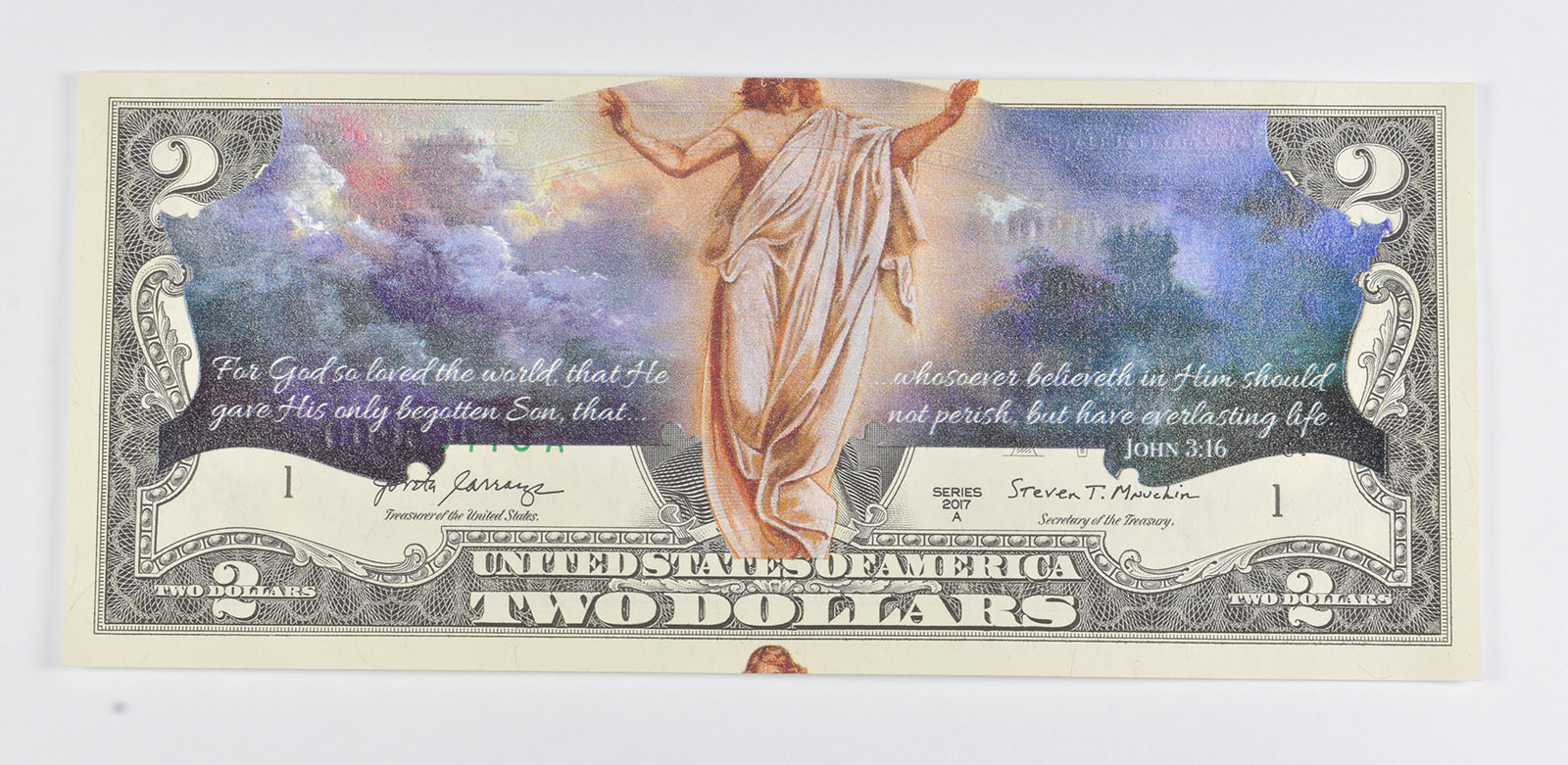 Colorized Unique Art 2003 $2 Note Jesus Christ | Property Room