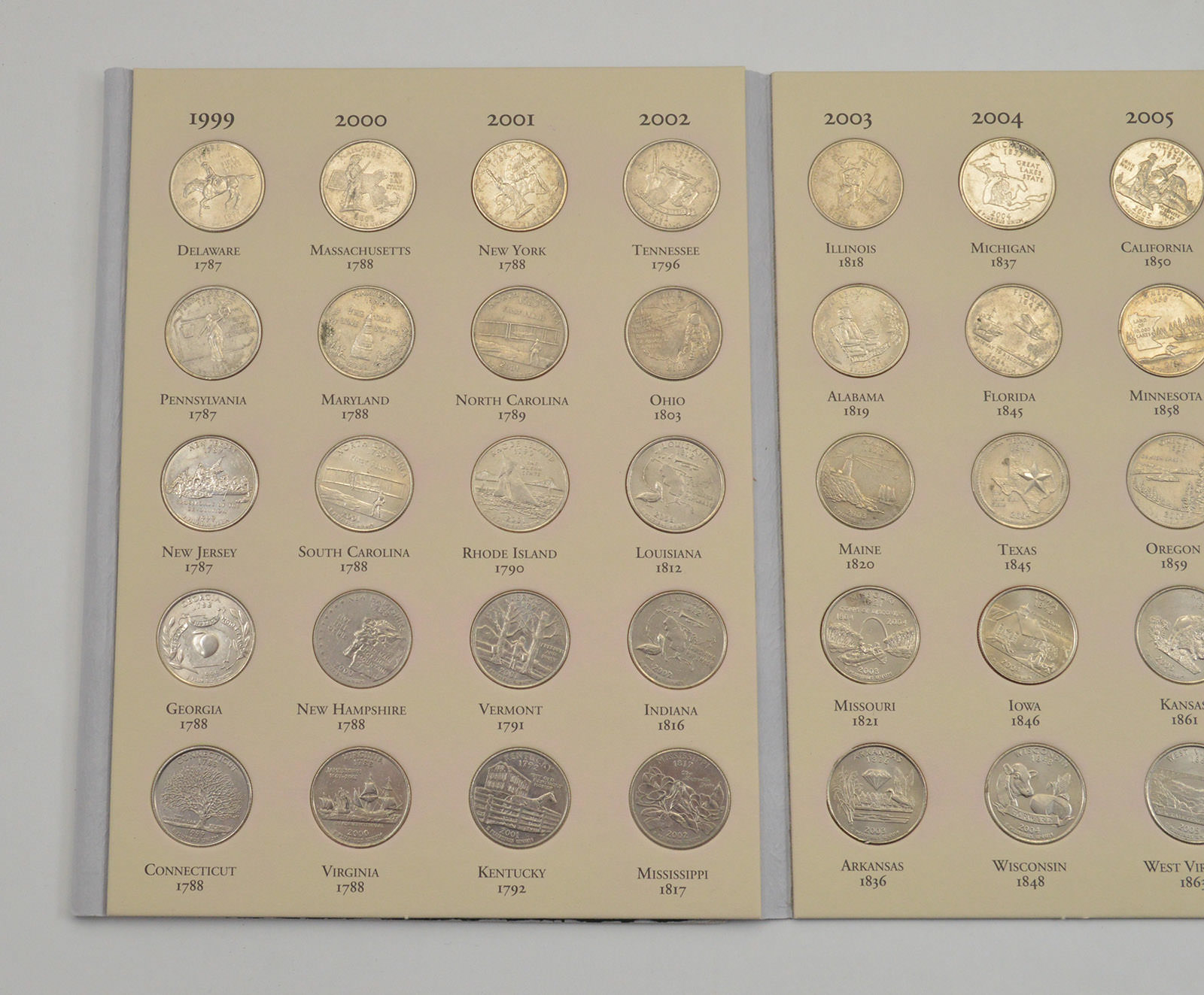 Complete 1999-2008 State Quarter US Coin Collection - Nice Album - 50 ...