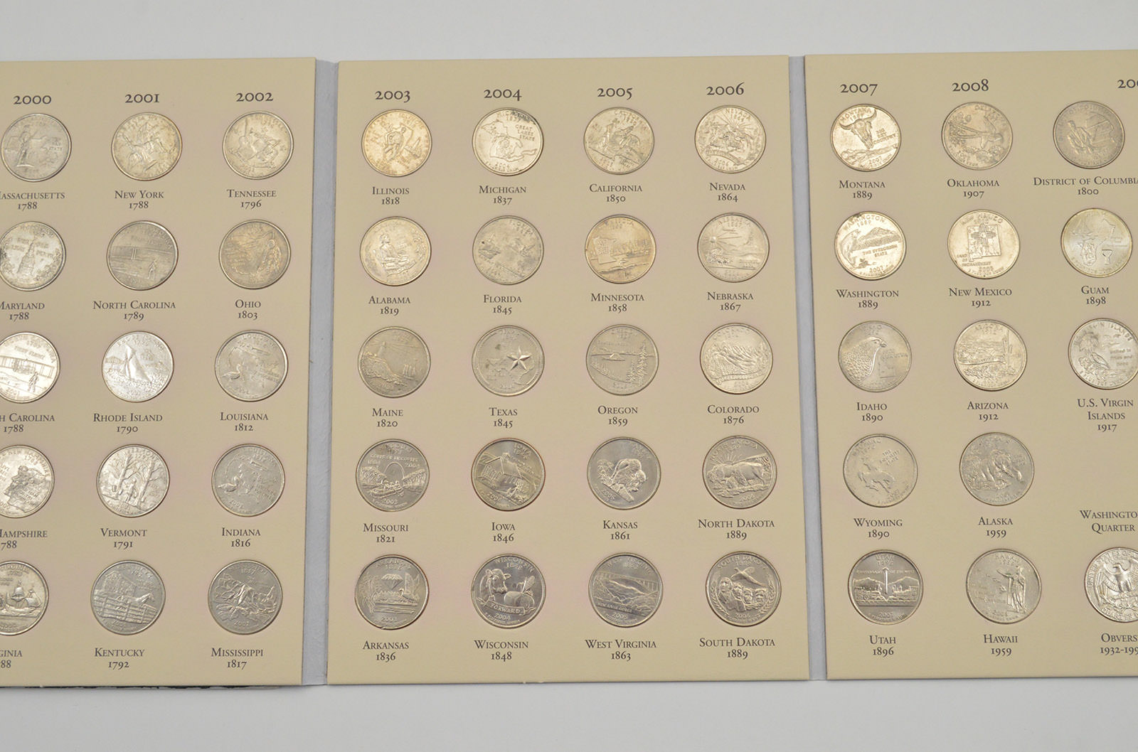 Complete 1999-2008 State Quarter US Coin Collection - Nice Album - 50 ...