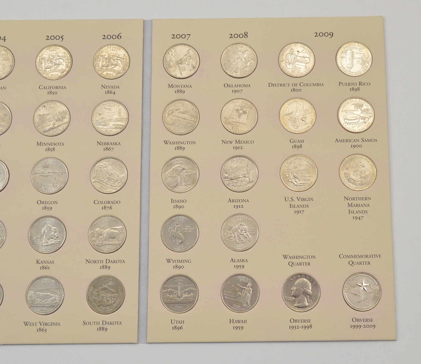 Complete 1999-2008 State Quarter US Coin Collection - Nice Album - 50 ...