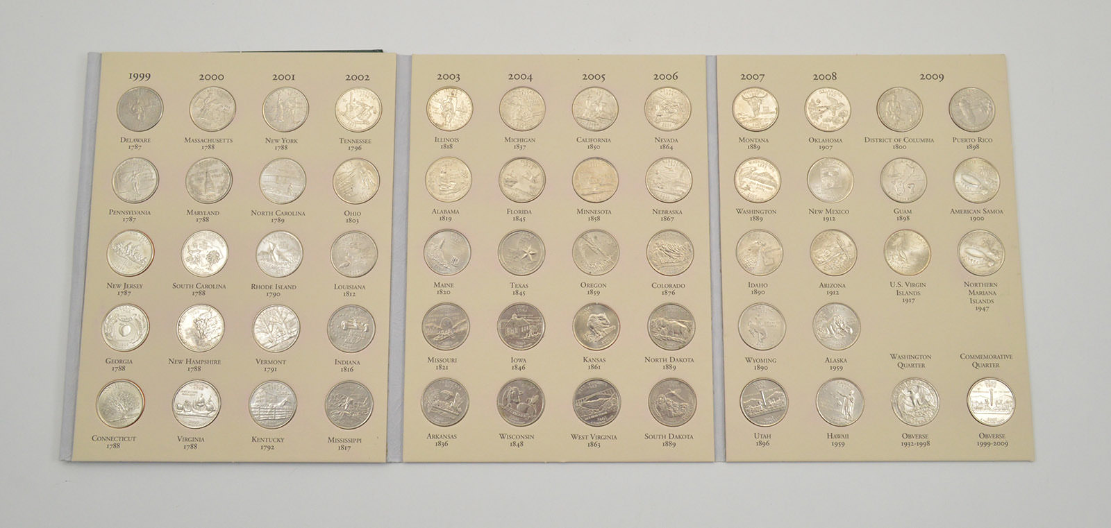 Complete 1999-2008 State Quarter US Coin Collection - Nice Album - 50 ...