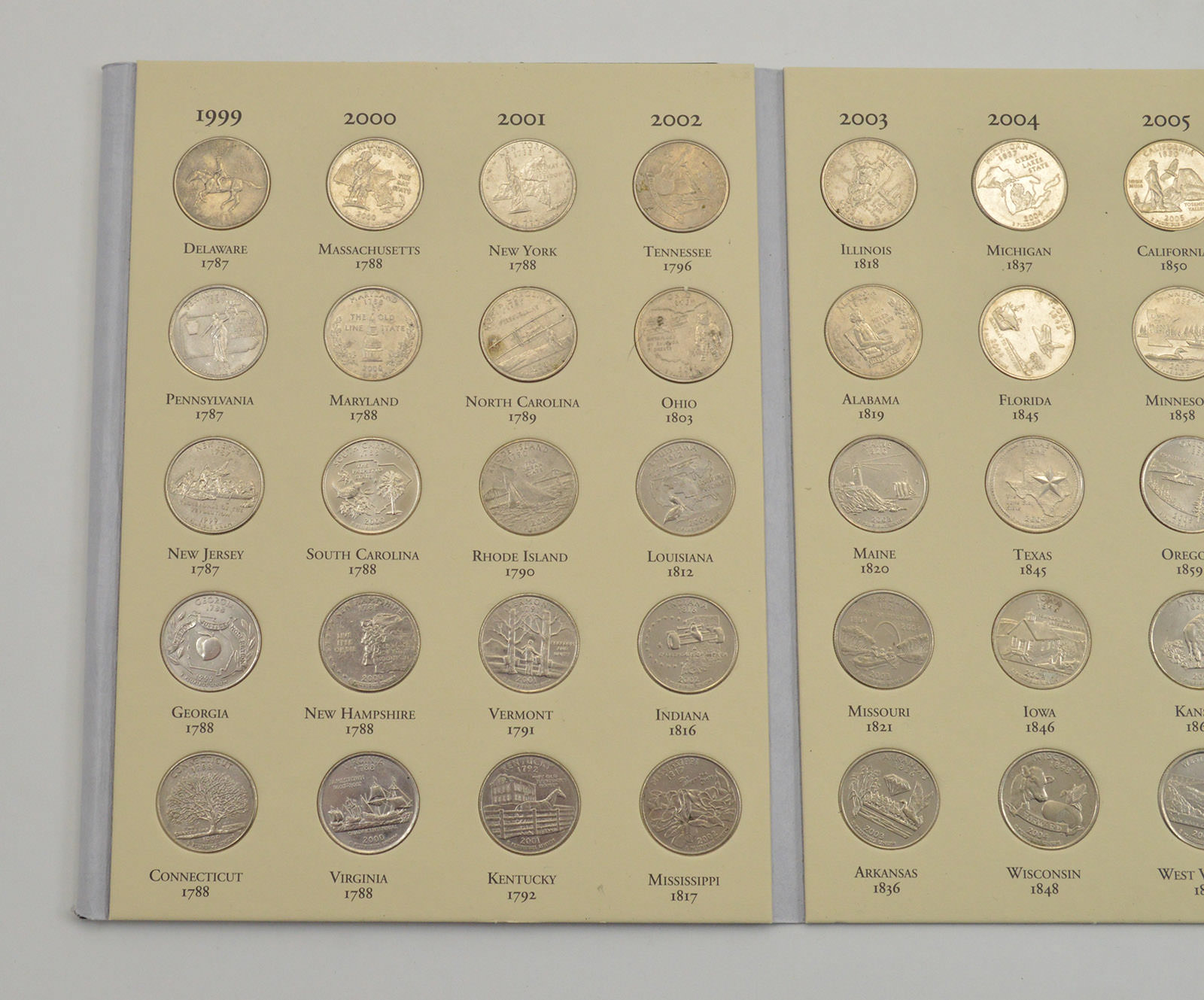 Complete 1999-2008 State Quarter US Coin Collection - Nice Album - 50 ...
