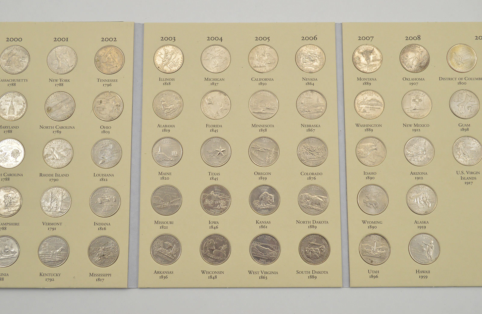Complete 1999-2008 State Quarter US Coin Collection - Nice Album - 50 ...