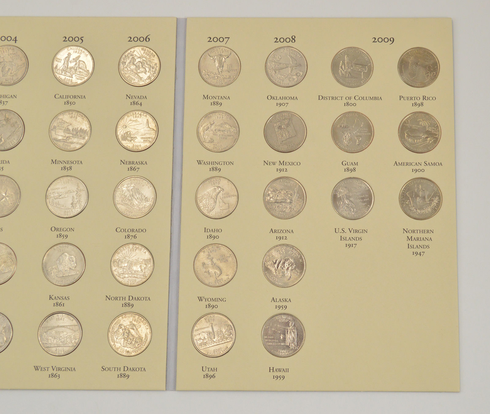 Complete 1999-2008 State Quarter US Coin Collection - Nice Album - 50 ...