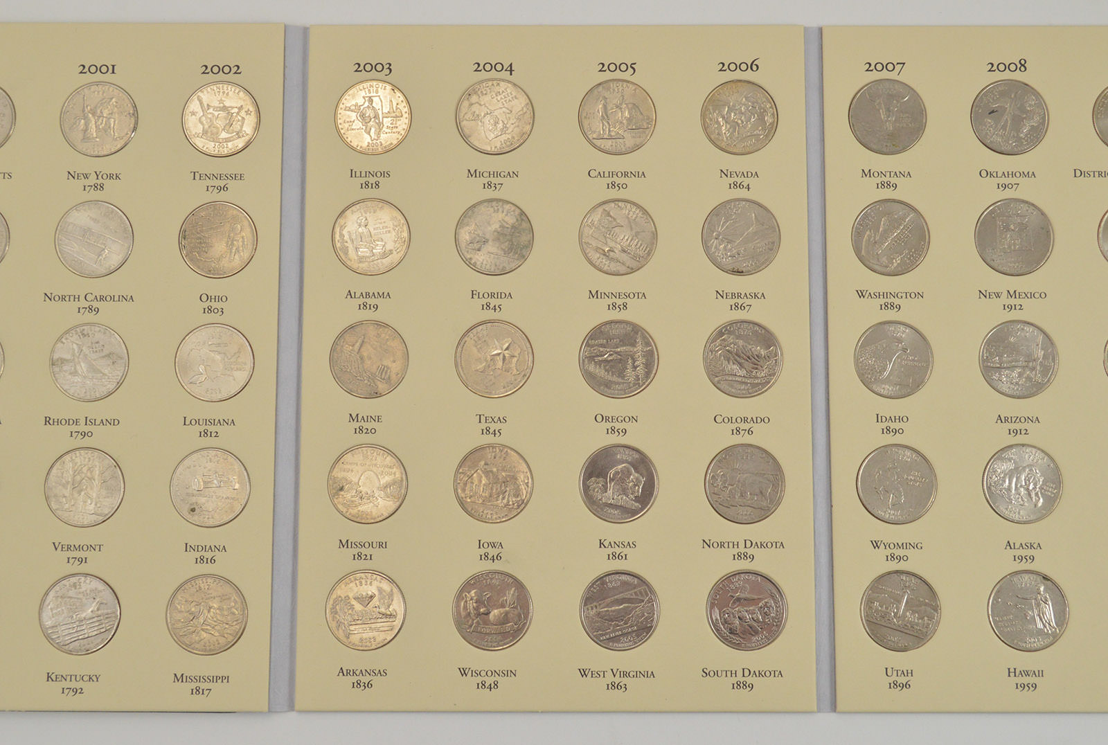 Complete 1999-2008 State Quarter US Coin Collection - Nice Album - 50 ...