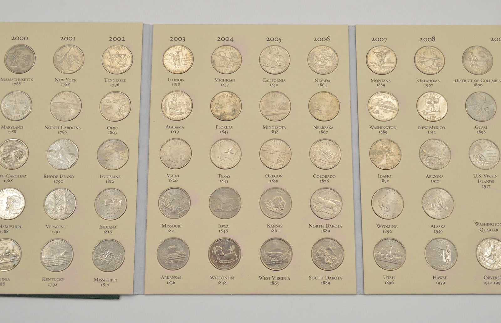 Complete 1999-2008 State Quarter US Coin Collection - Nice Album - 50 ...