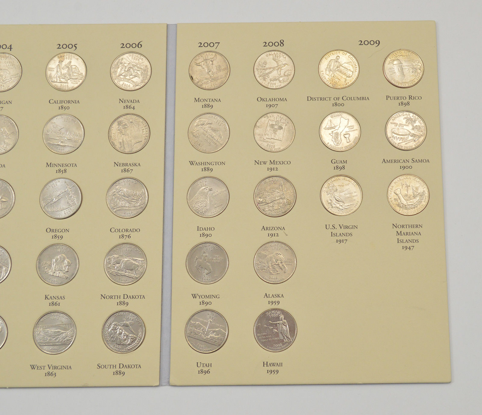 Complete 1999-2008 State Quarter US Coin Collection - Nice Album - 50 ...