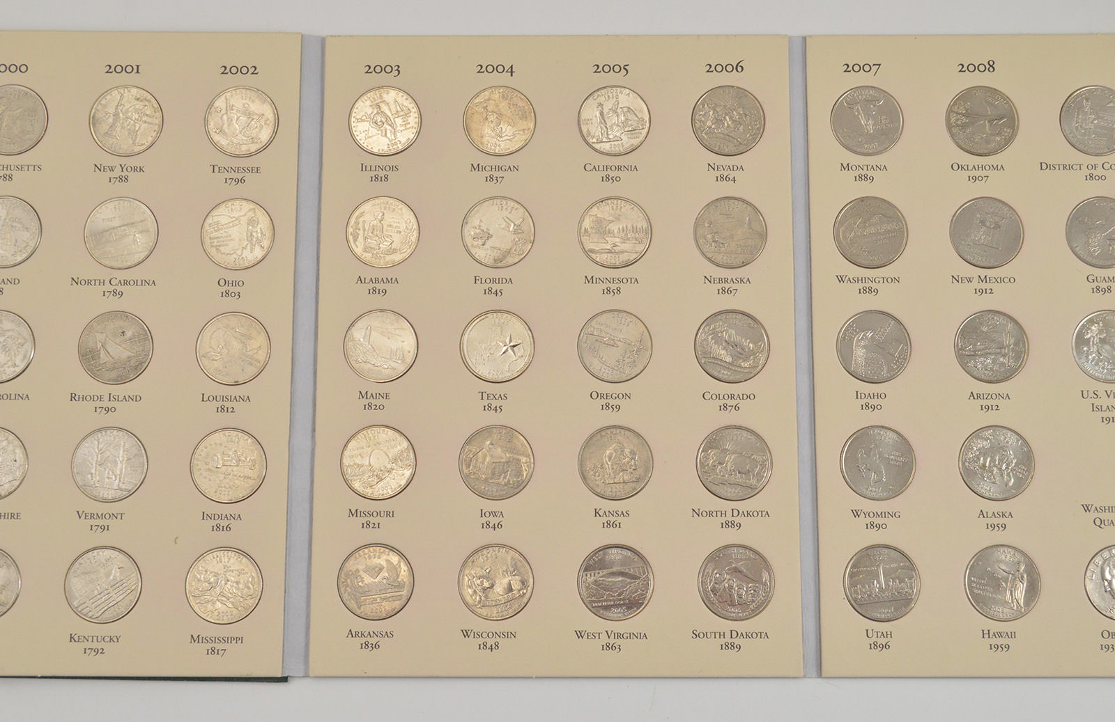 Complete 1999-2008 State Quarter US Coin Collection - Nice Album - 50 ...