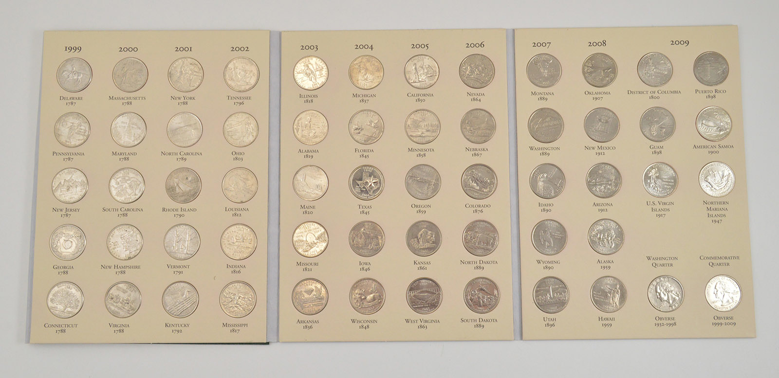 Complete 1999-2008 State Quarter US Coin Collection - Nice Album - 50 ...