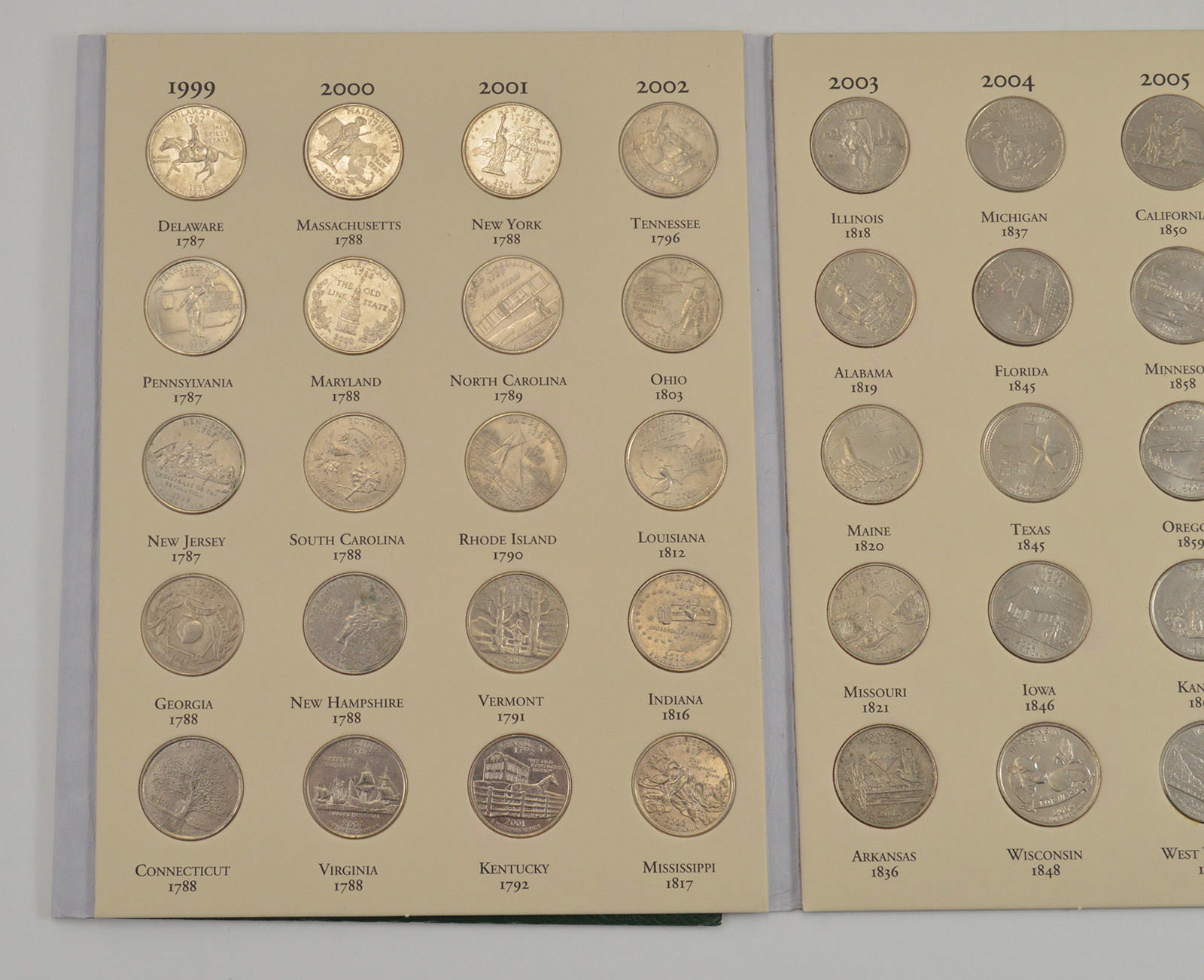 Complete 1999-2008 State Quarter US Coin Collection - Nice Album - 50 ...