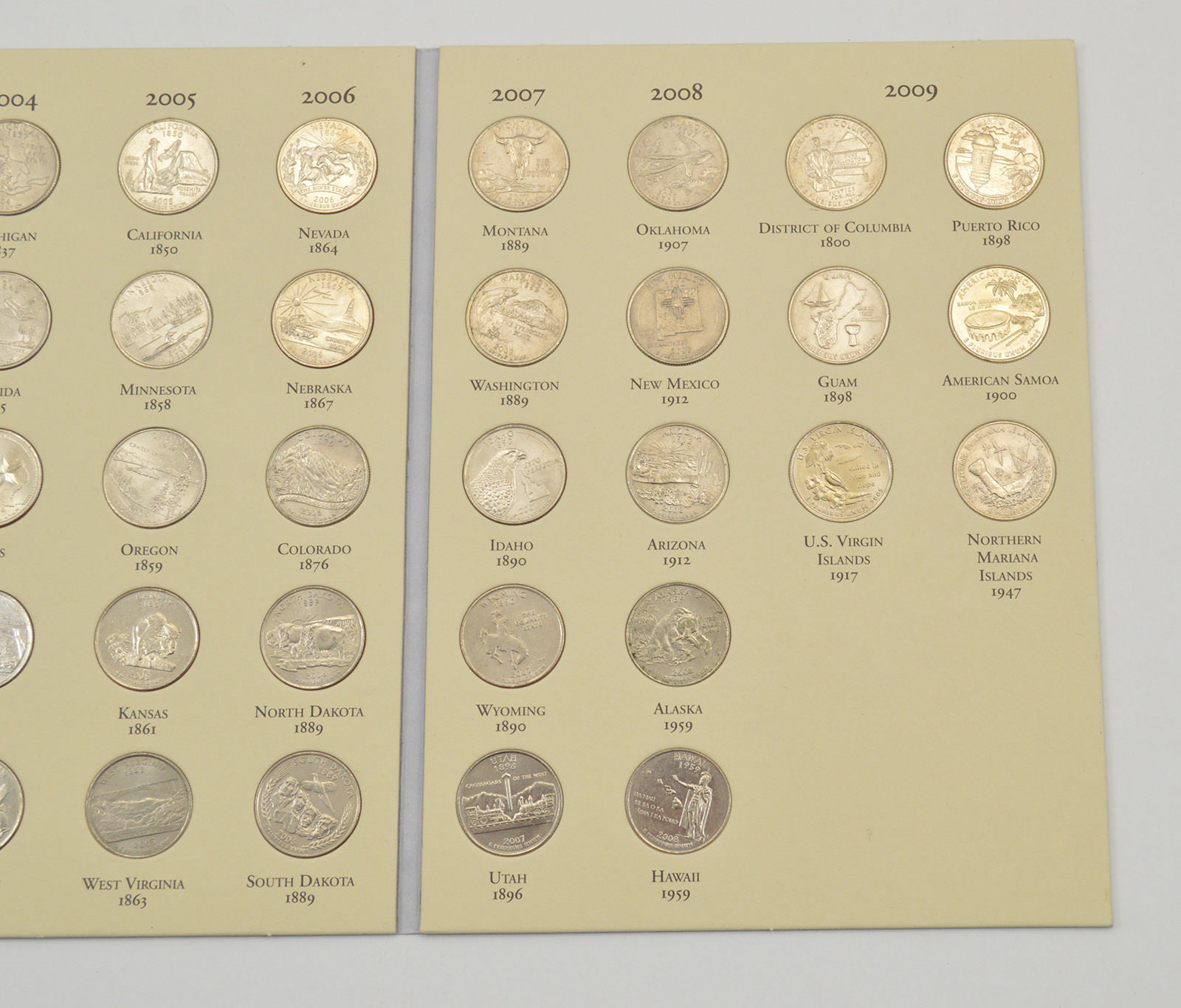 Complete 1999-2008 State Quarter US Coin Collection - Nice Album - 50 ...
