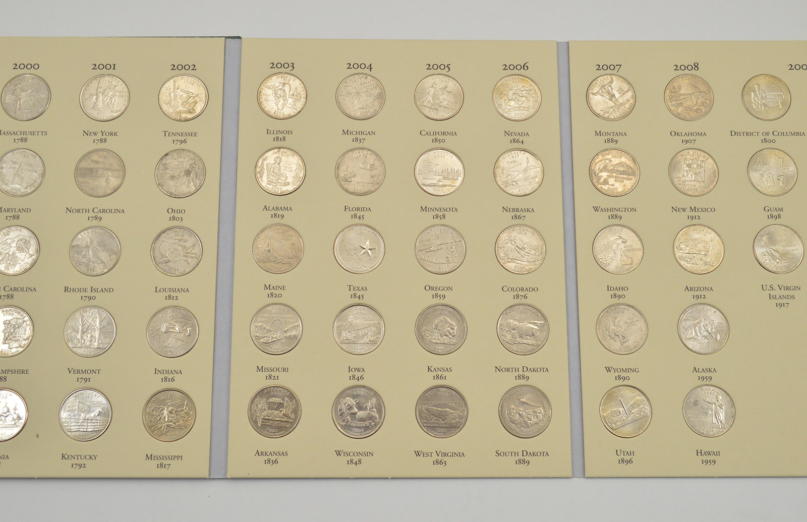 Complete 1999-2008 State Quarter US Coin Collection - Nice Album - 50 ...