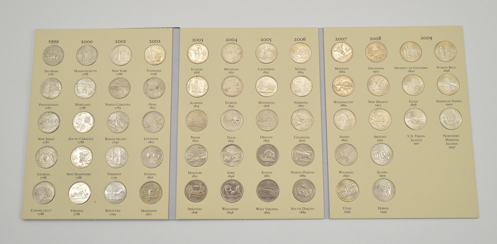 Complete 1999-2008 State Quarter US Coin Collection - Nice Album - 50 ...