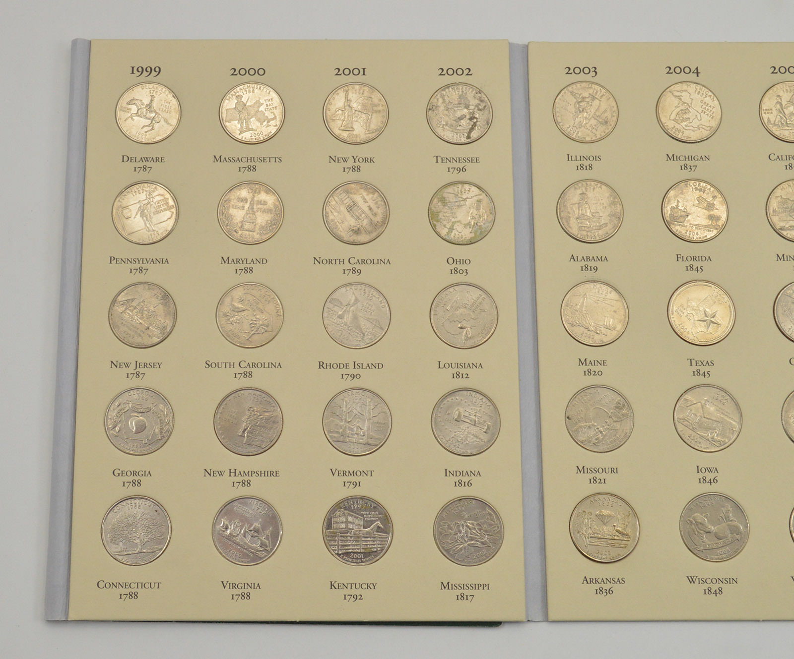 Complete 1999-2008 State Quarter US Coin Collection - Nice Album - 50 ...