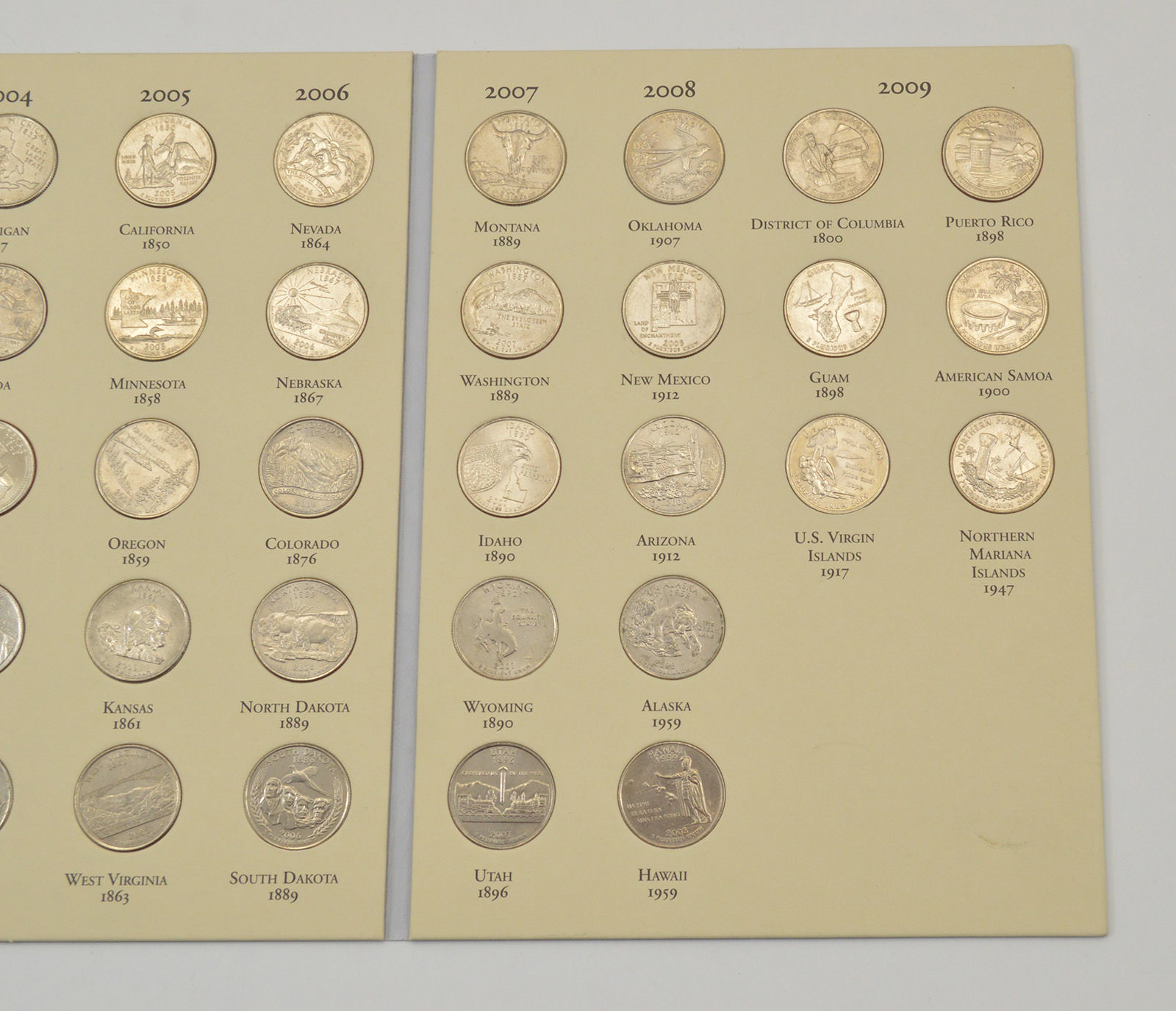 Complete 1999-2008 State Quarter US Coin Collection - Nice Album - 50 ...