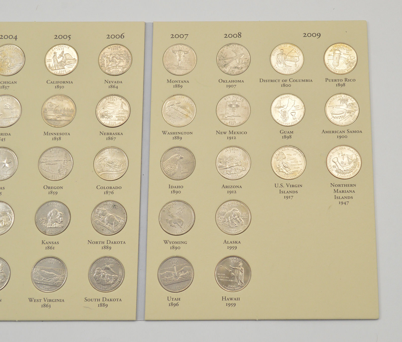 Complete 1999-2008 State Quarter US Coin Collection - Nice Album - 50 ...