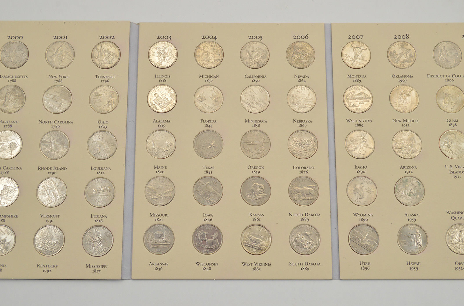 Complete 1999-2008 State Quarter US Coin Collection - Nice Album - 50 ...