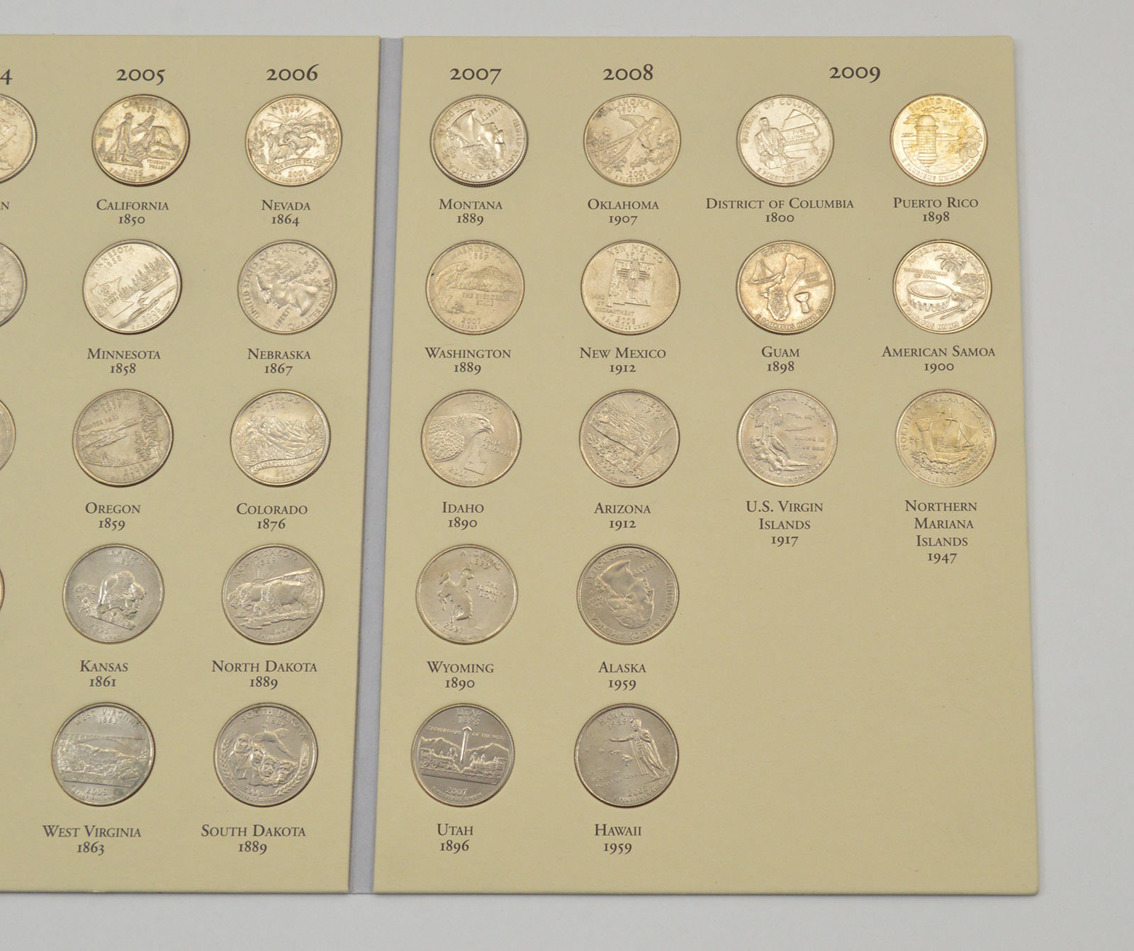 Complete 1999-2008 State Quarter US Coin Collection - Nice Album - 50 ...