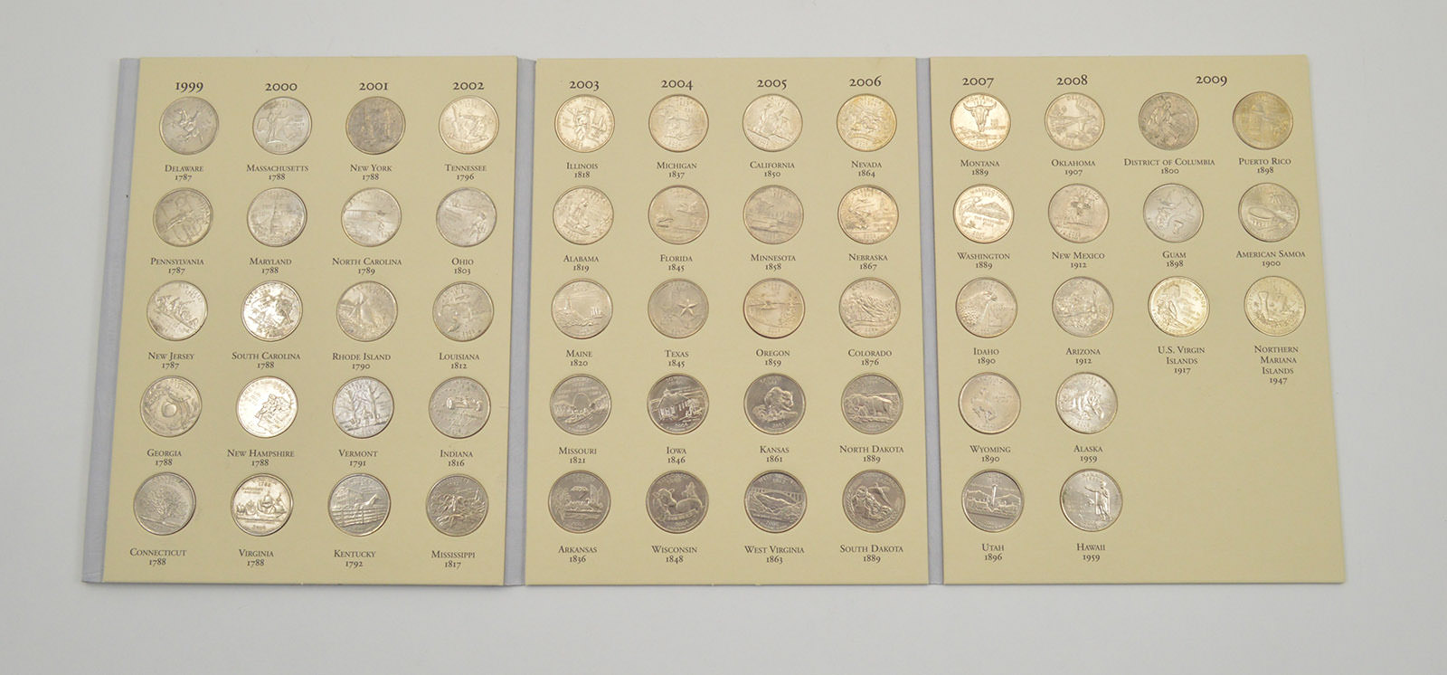 Complete 1999-2008 State Quarter US Coin Collection - Nice Album - 50 ...