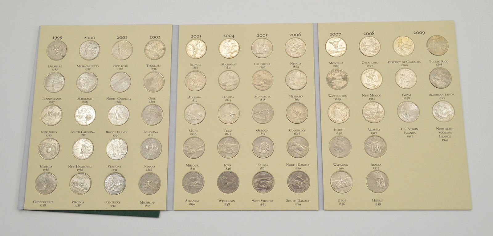 Complete 1999-2008 State Quarter US Coin Collection - Nice Album - 50 ...