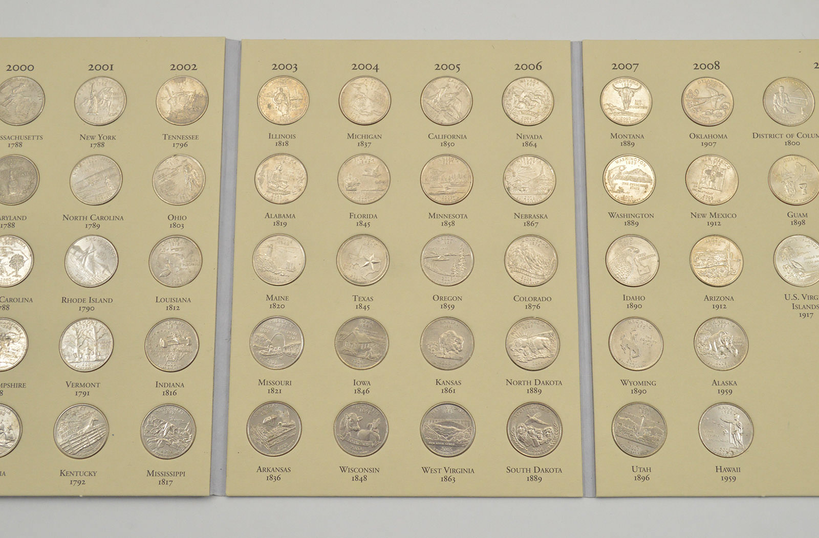 Complete 1999-2008 State Quarter US Coin Collection - Nice Album - 50 ...