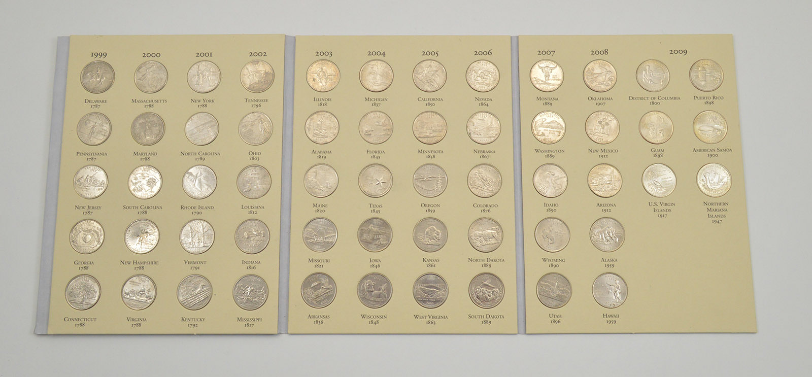 Complete 1999-2008 State Quarter US Coin Collection - Nice Album - 50 ...