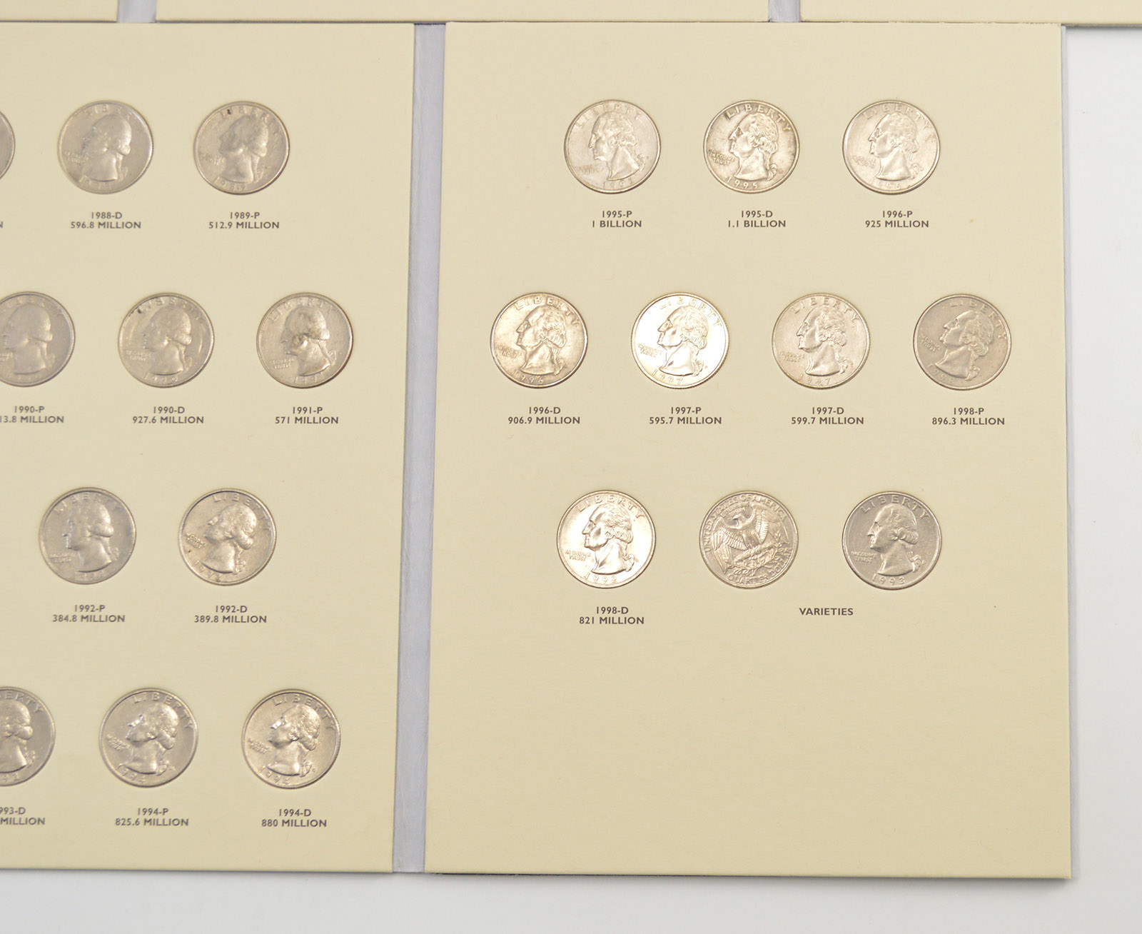 Complete - 2 Folder Set - P&D 1965-1998 Washington Quarter US Coin ...