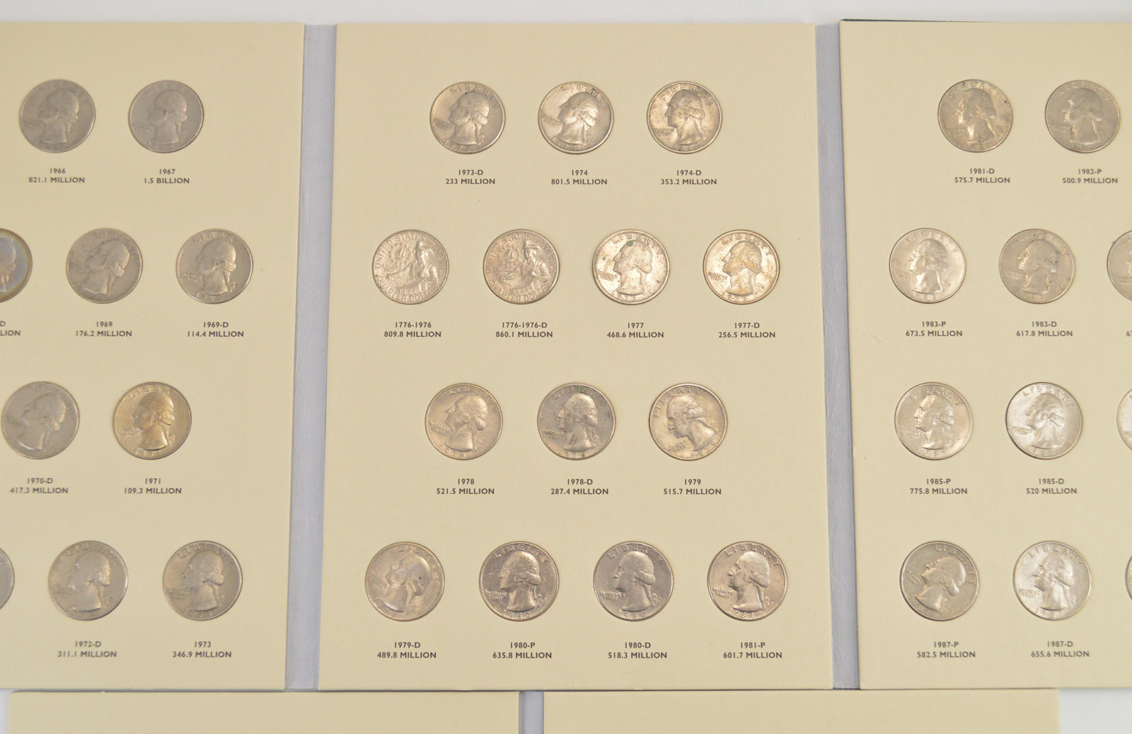 Complete - 2 Folder Set - P&D 1965-1998 Washington Quarter US Coin ...