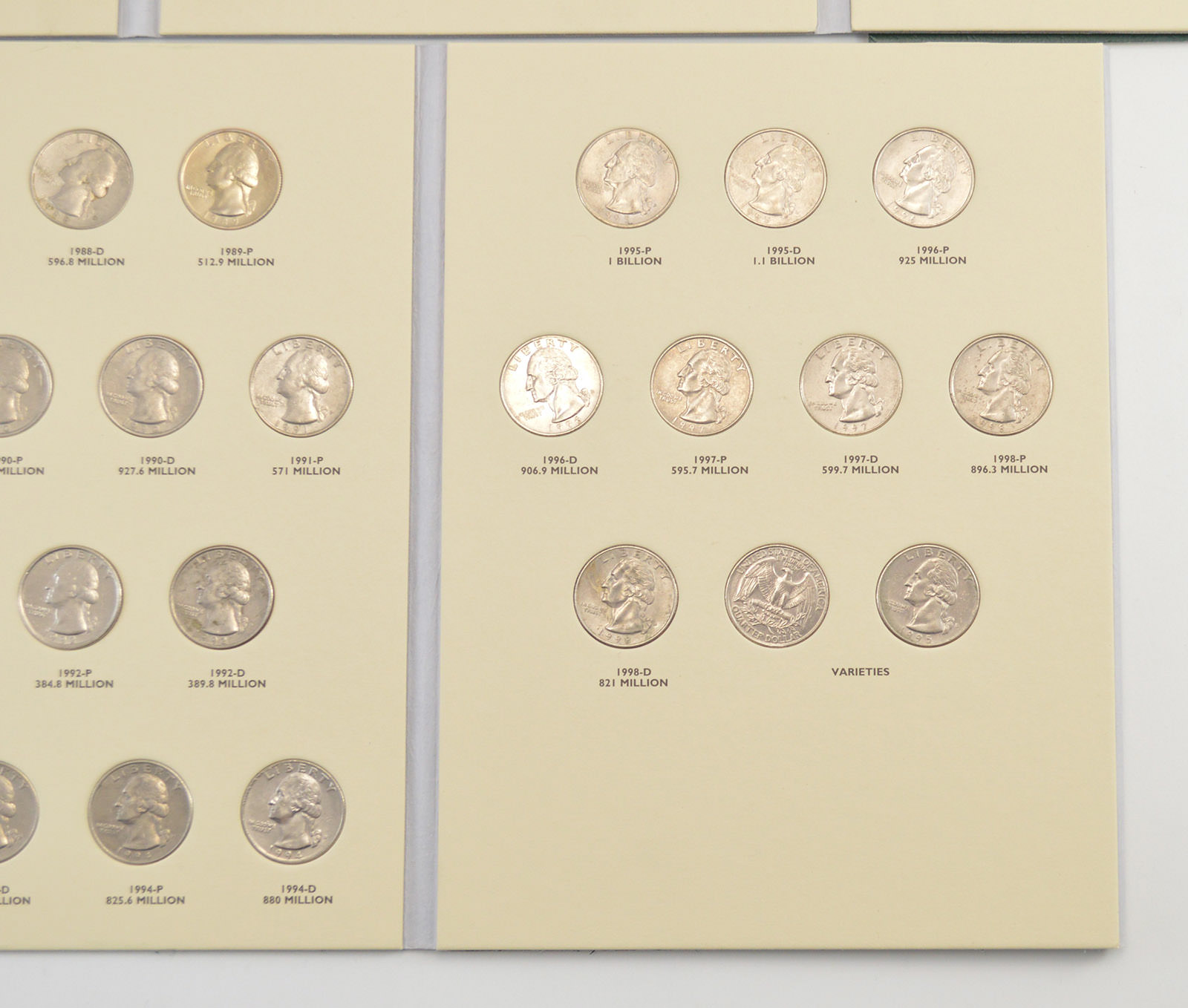 Complete - 2 Folder Set - P&D 1965-1998 Washington Quarter US Coin ...