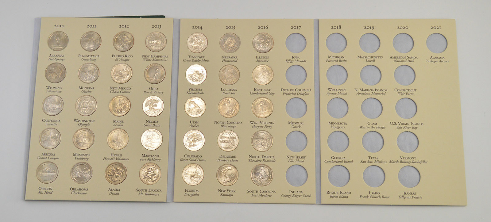 Complete National Park BU Quarter Set 2010-2016 - Nice Album US Coin ...