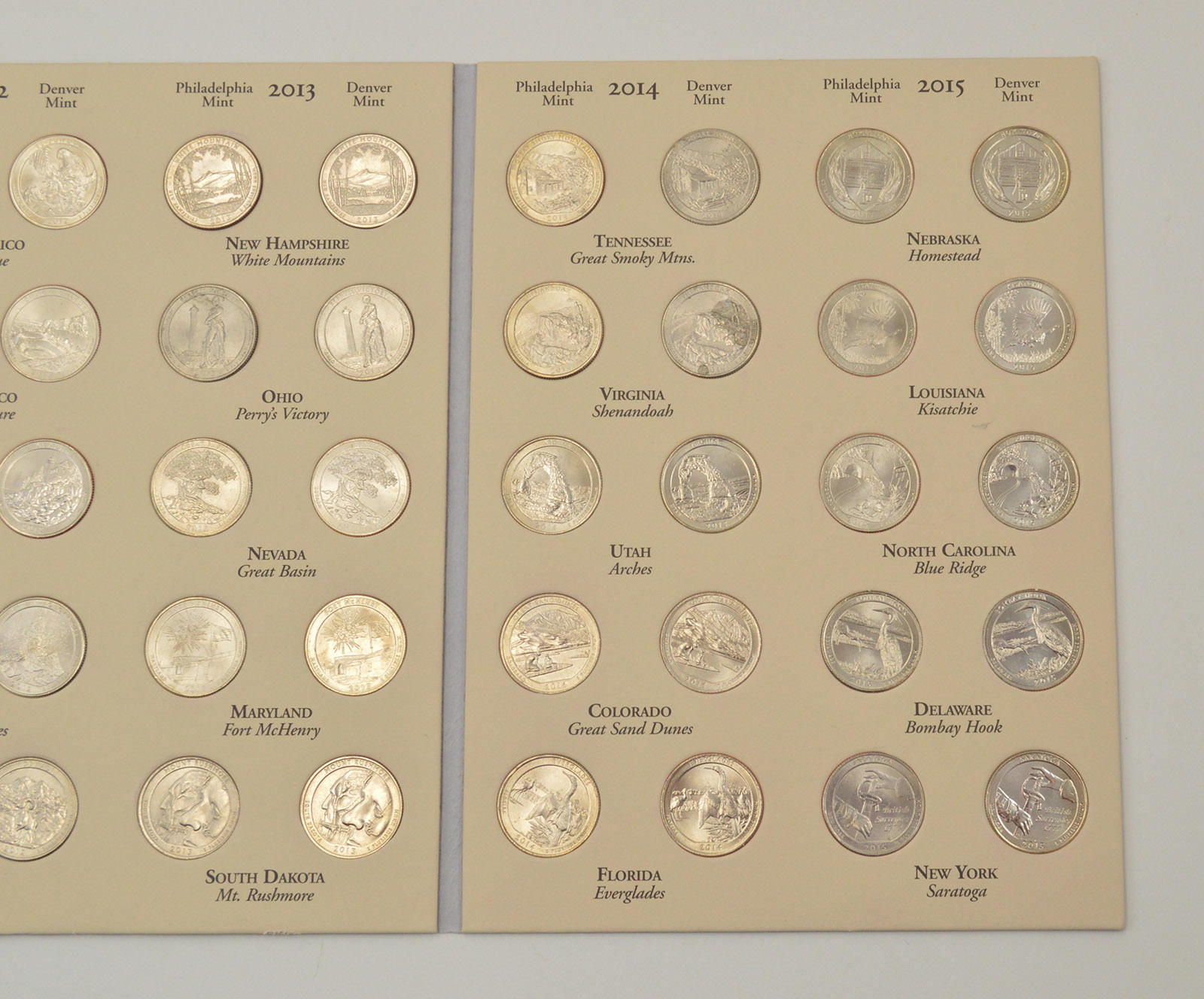 Complete National Park BU Quarter Set P&D 2010-2015 - Nice Album US ...