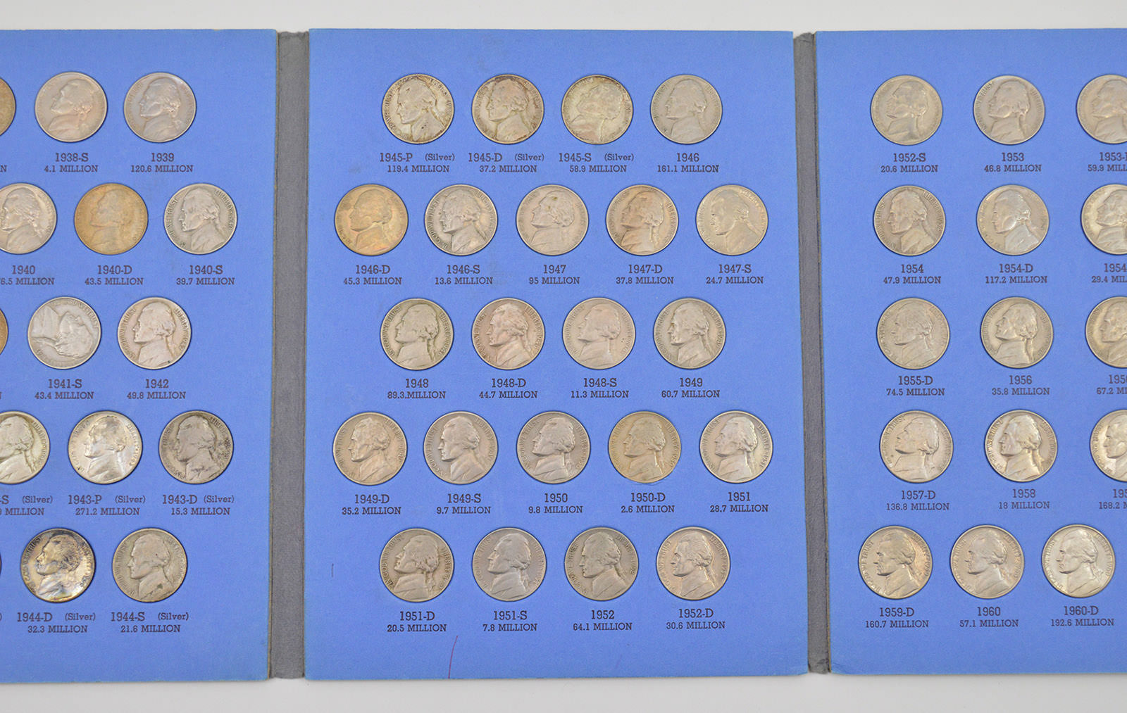 COMPLETE SET - 1938-61 Jefferson Nickels Collection SILVER War 1950-D ...